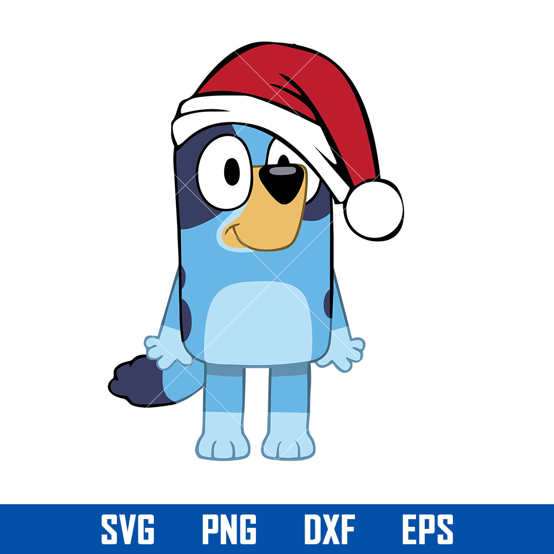 Bluey Dog Santa Hat Christmas Svg, Bluey Chritmas Svg, Bluey - Inspire ...