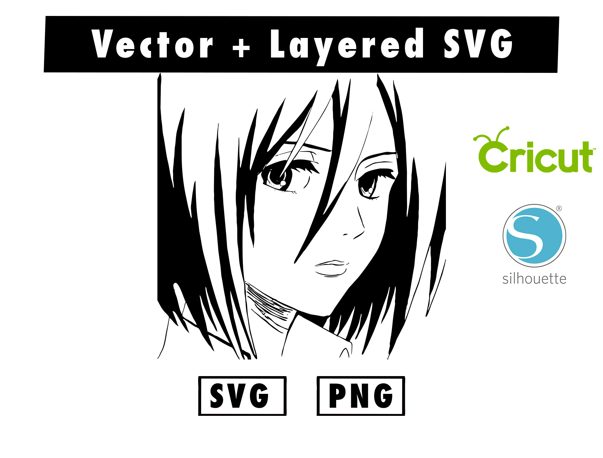Mikasa Ackerman svg & png files for cricut machine , anime s | Inspire ...