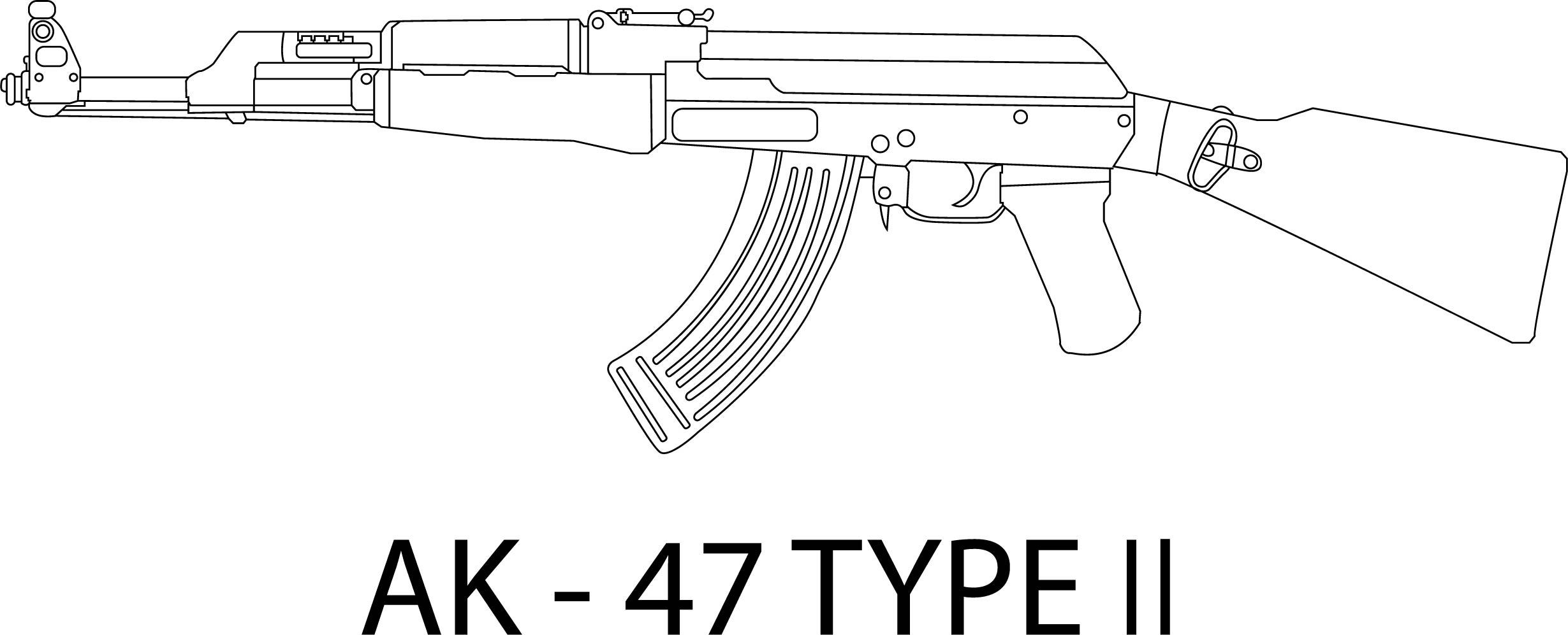 AK- 47 TYPE 2 GUN LINE ART vector file laser engraving, cnc - Inspire ...