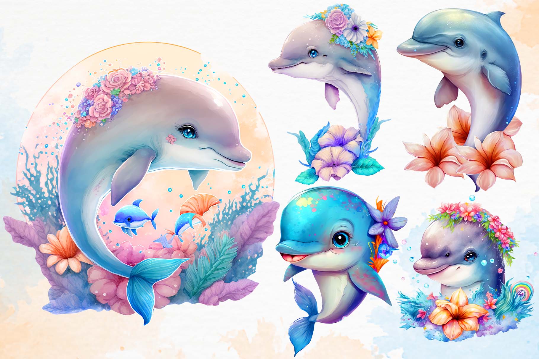 Cute Dolphin Sublimation Bundle - Inspire Uplift