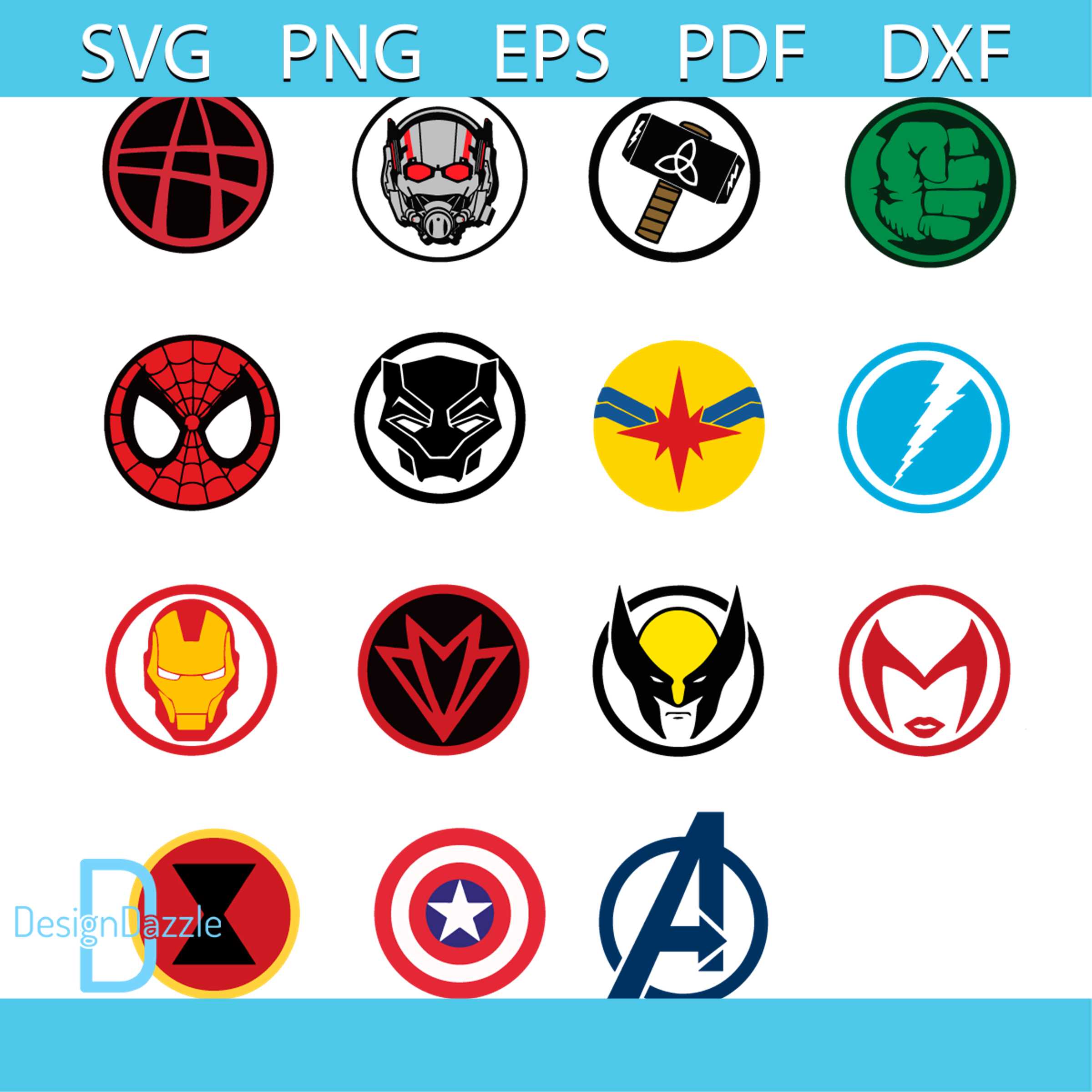 Superhero Logo Bundle SVG Marvel Movie Files For Cricut | Inspire Uplift