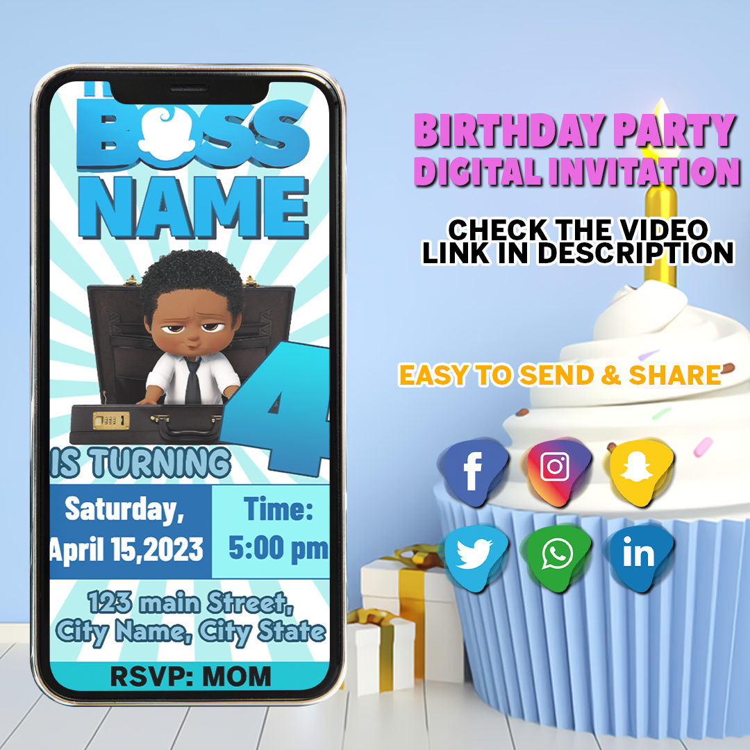 Boss baby Birthday invitation, afro boss baby invitation, Ba - Inspire ...