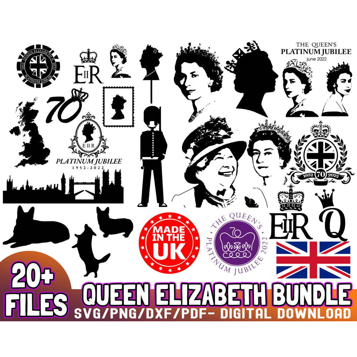 20 Files Queen Elizabeth Bundle SVG - Inspire Uplift