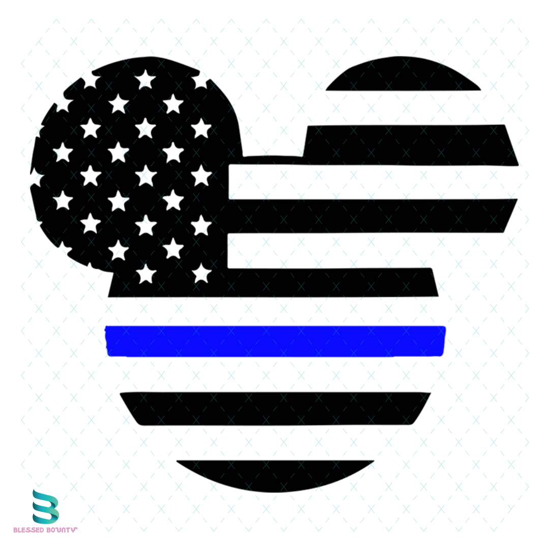 Mickey Thin Blue Line Svg, Disney Svg, Mickey Mouse svg, Aer - Inspire ...