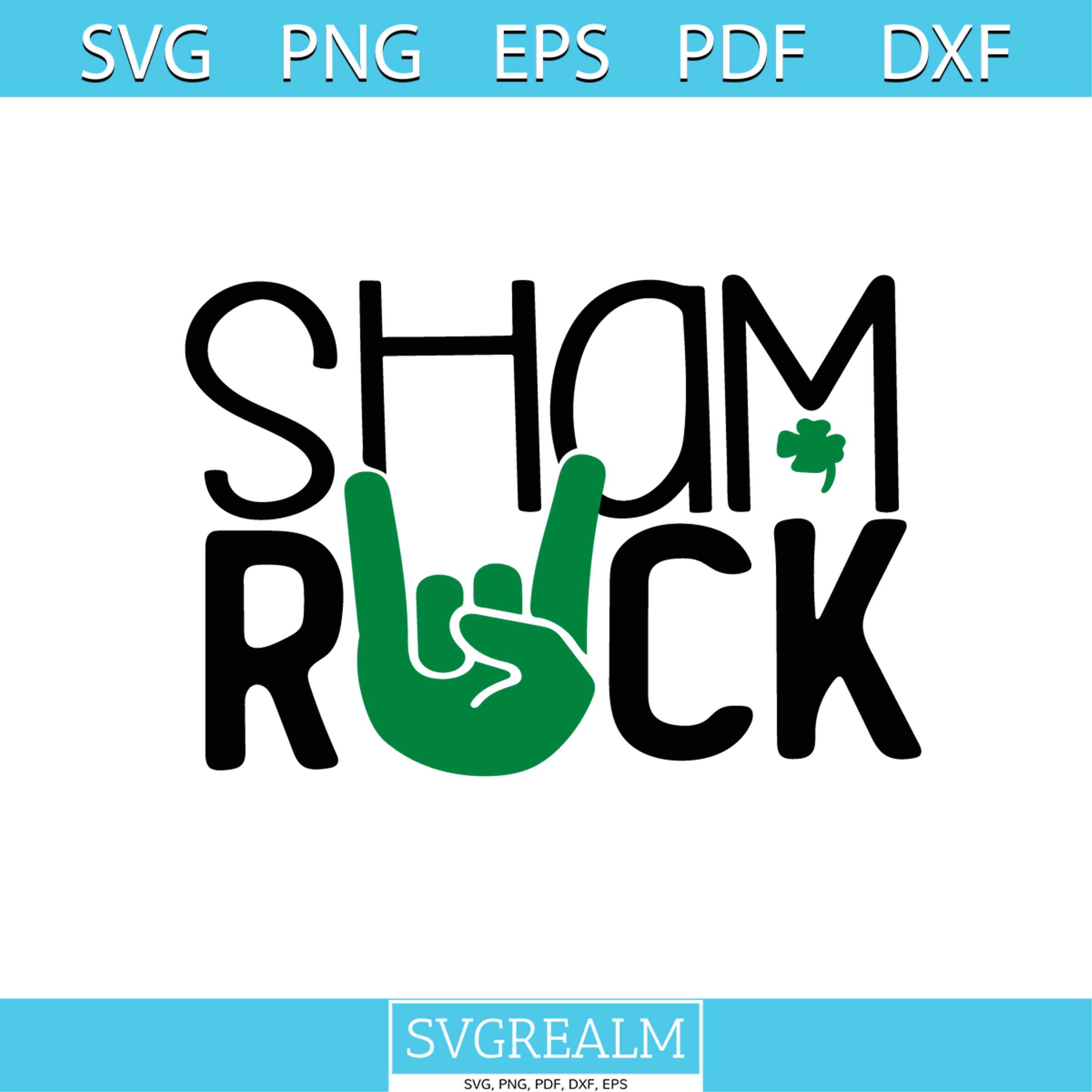 Shamrock Rock And Rool Hand SVG Files Silhouette DIY Craft | Inspire Uplift