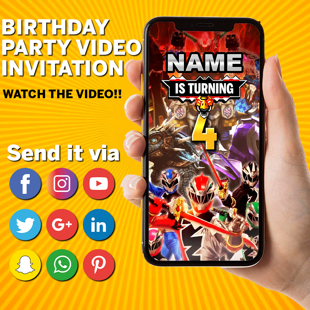 Power ranger birthday invitation, dino fury Animated Invitat | Inspire ...