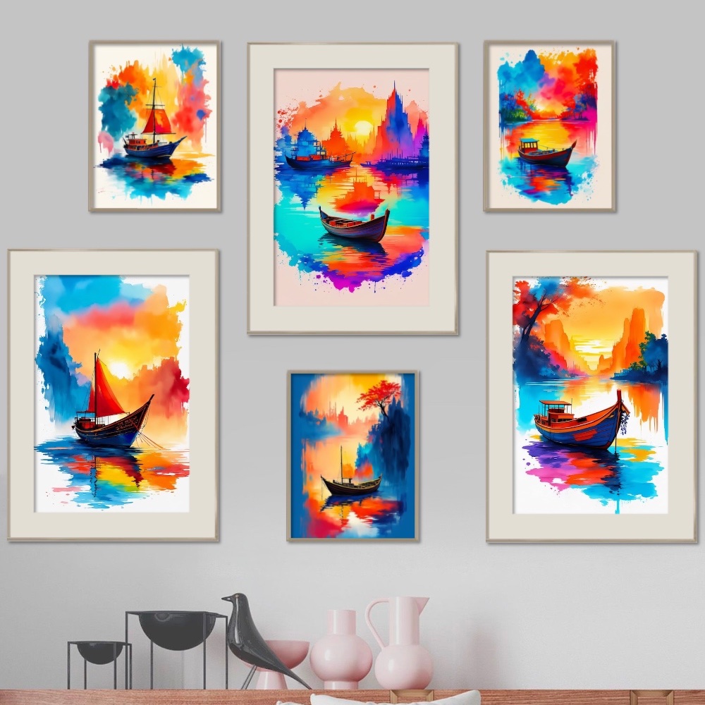 Set of 6 prints, wall decor, digital art, posters, living ro | Inspire ...