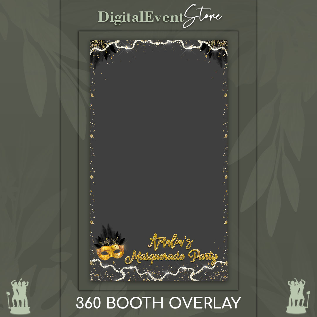 360 Masquerade Party Overlay Custom Gold BDay Template 360 O | Inspire ...