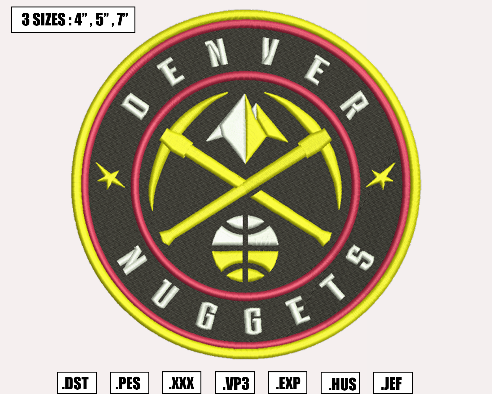 Denver Nuggets Embroidery Designs, NBA Logo Embroidery Files - Inspire ...