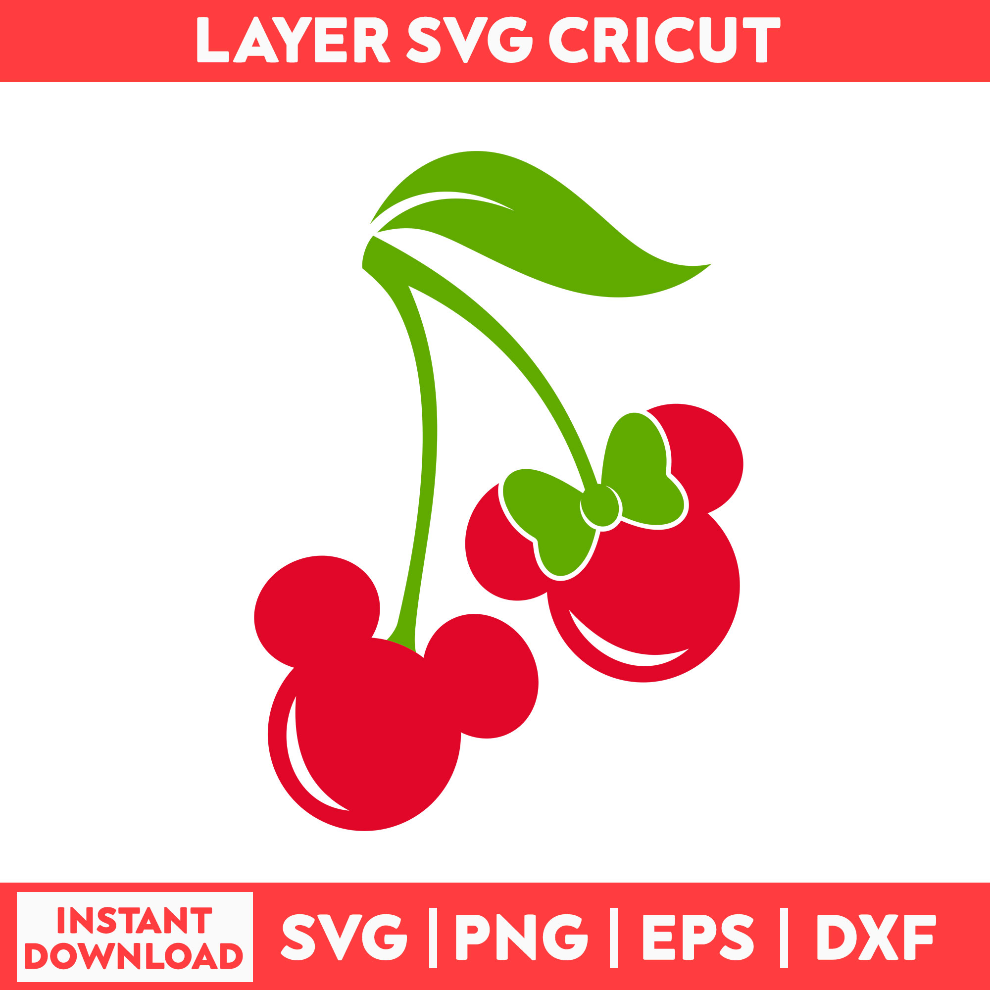 Cherry Ears Svg, Cherry Svg, Mickey Mouse Svg, Summer Fruit | Inspire ...