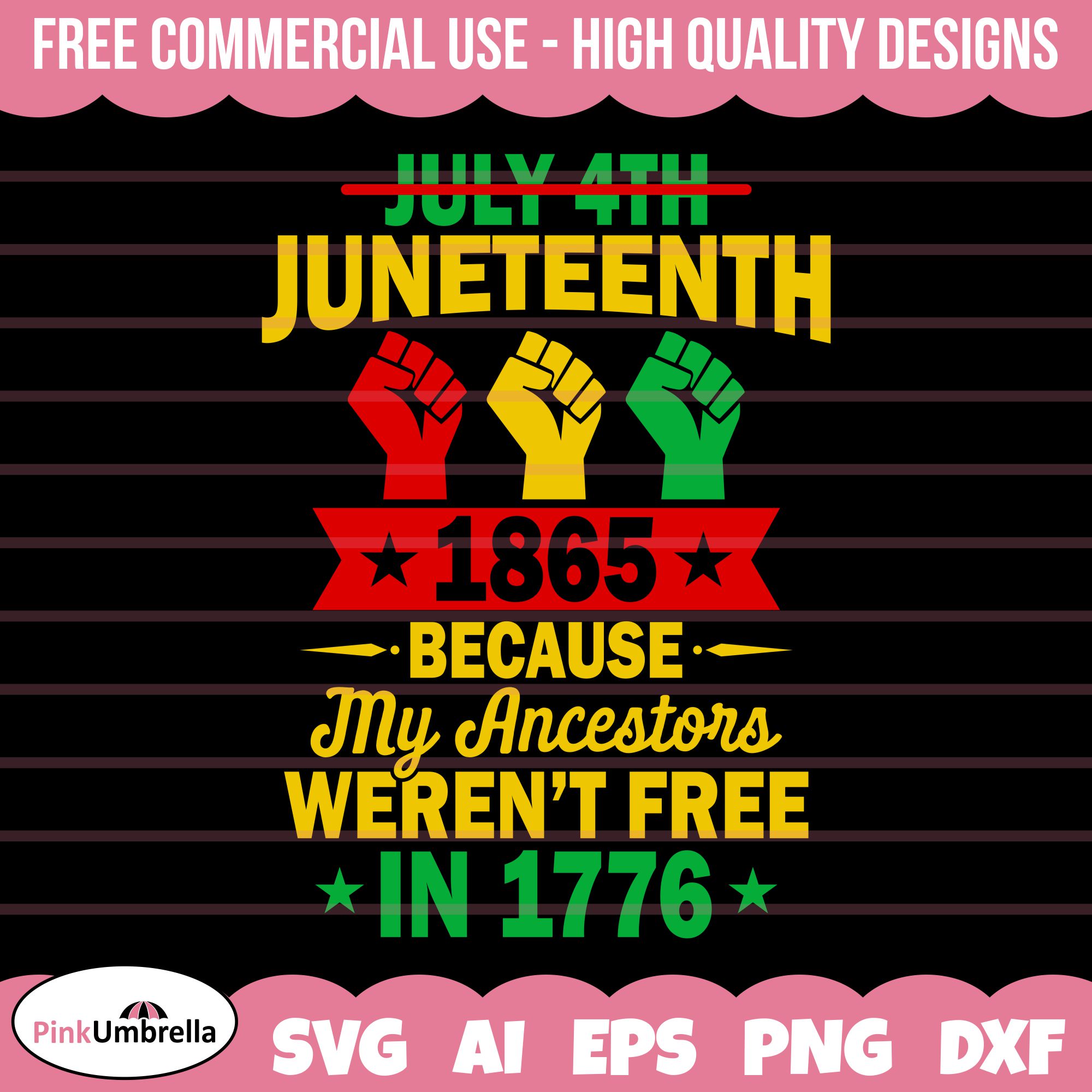 July 4th Juneteenth 1865 Because SVG, Black History Svg, Ju - Inspire ...