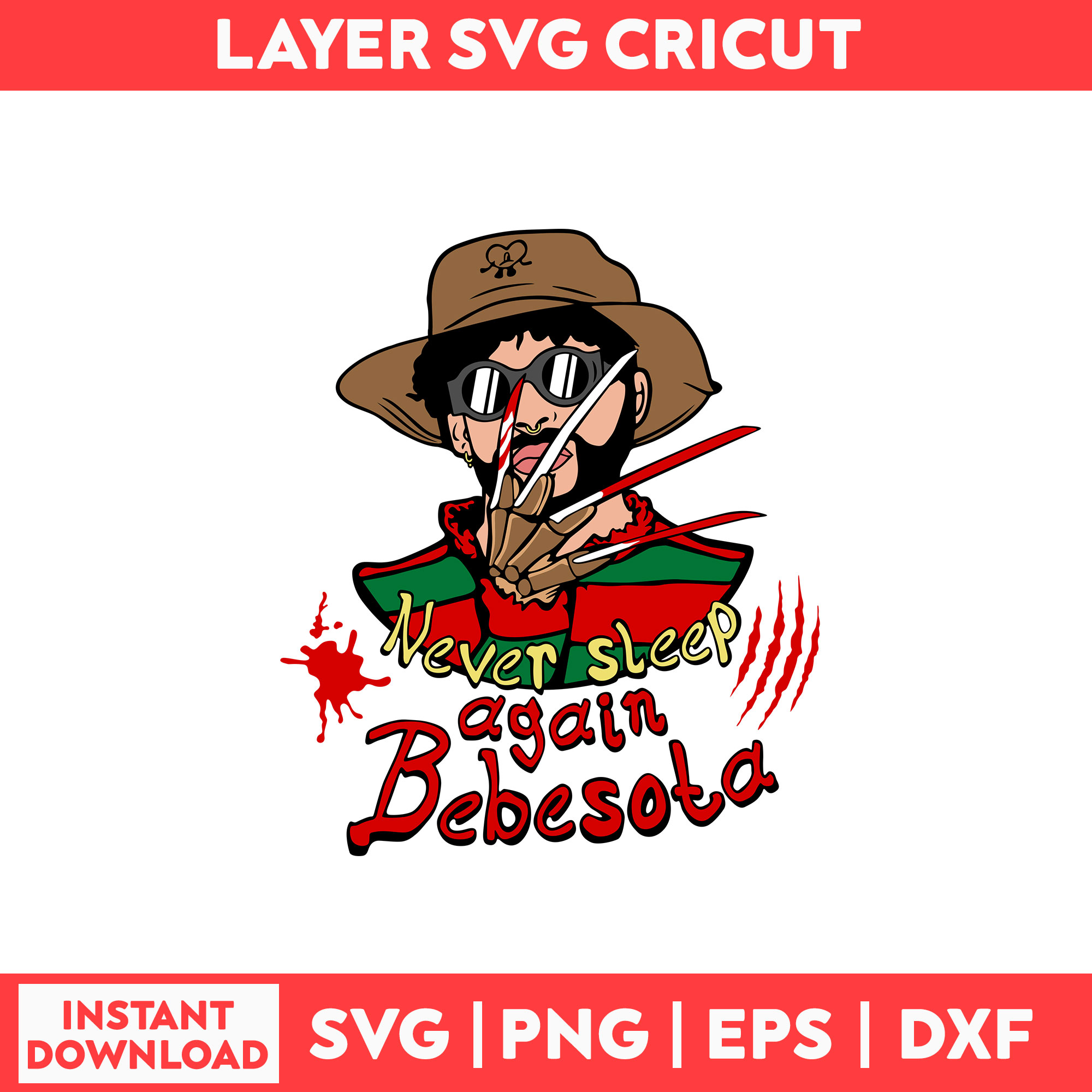 Bad Bunny Freddy Krueger Svg, Bad Bunny Svg, Bunny Svg, Fred | Inspire ...