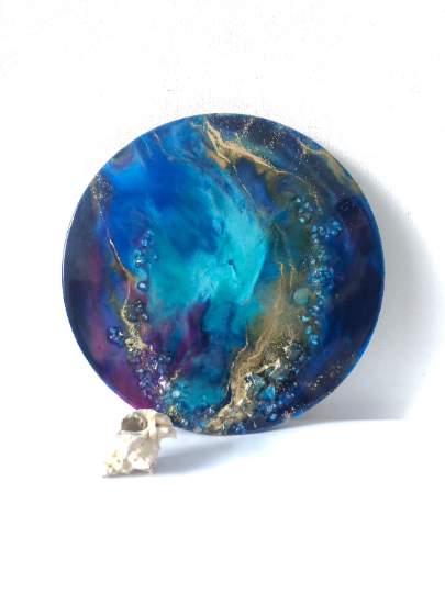Round epoxy resin artwork, geode original hinged painting by | Inspire ...