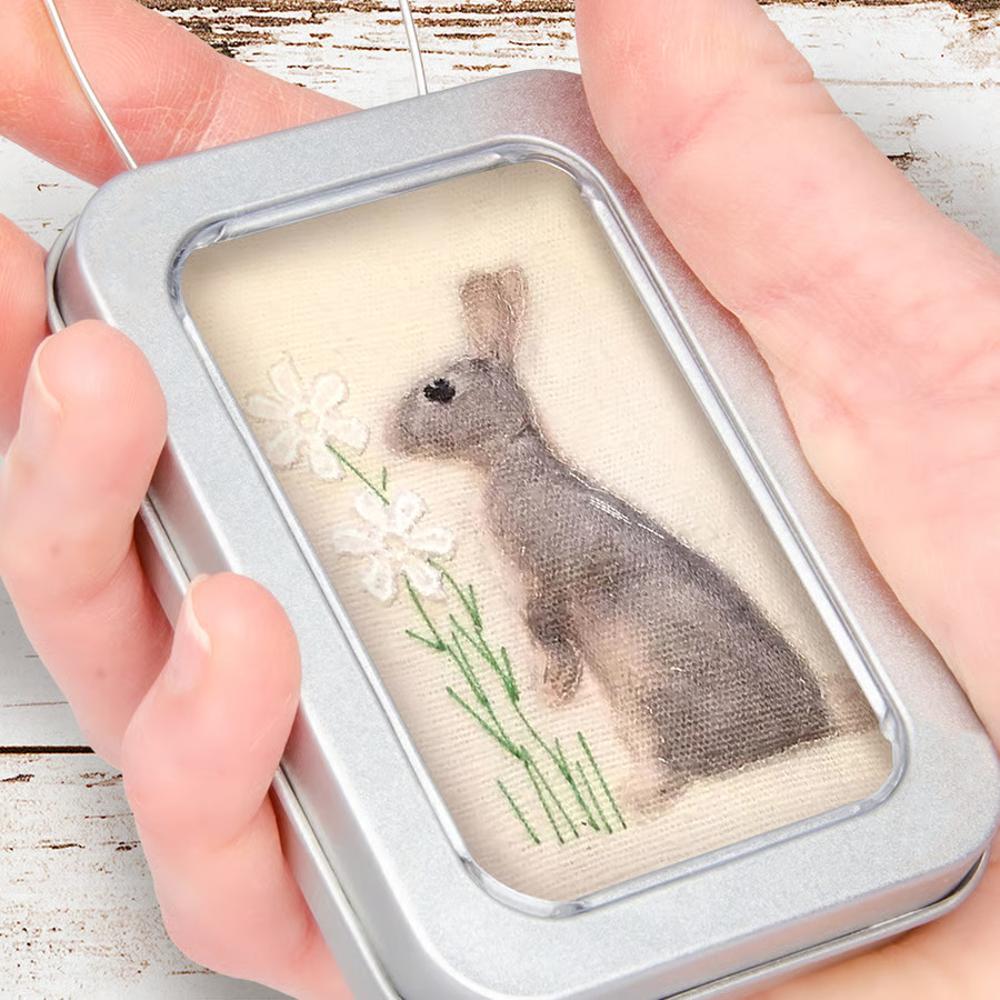 Handmade 3D Fabric Rabbit Picture in Tin Frame - Unique Gif - Inspire ...