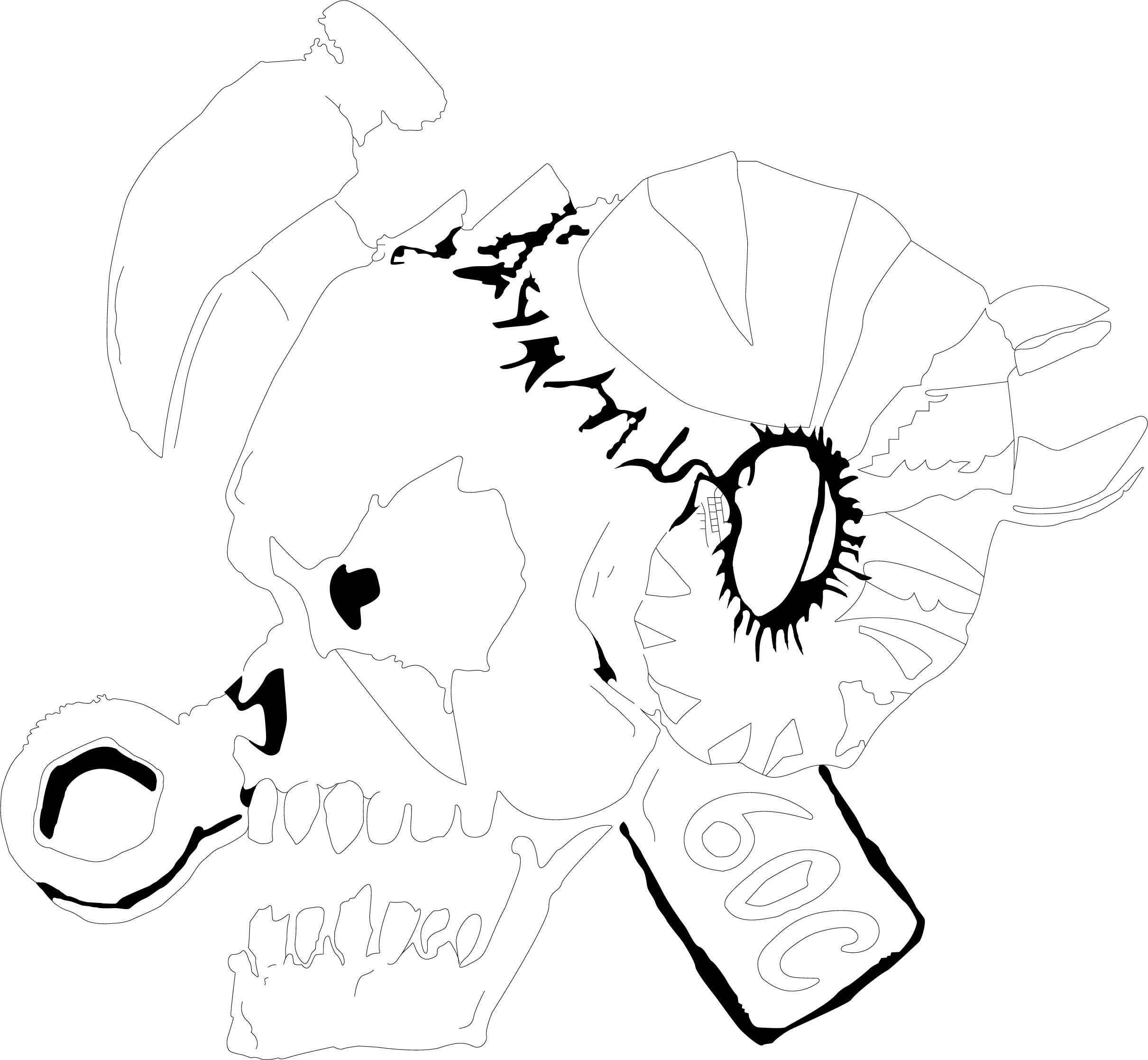 Skull-Lineart vector file for laser engraving, cnc router, c | Inspire ...