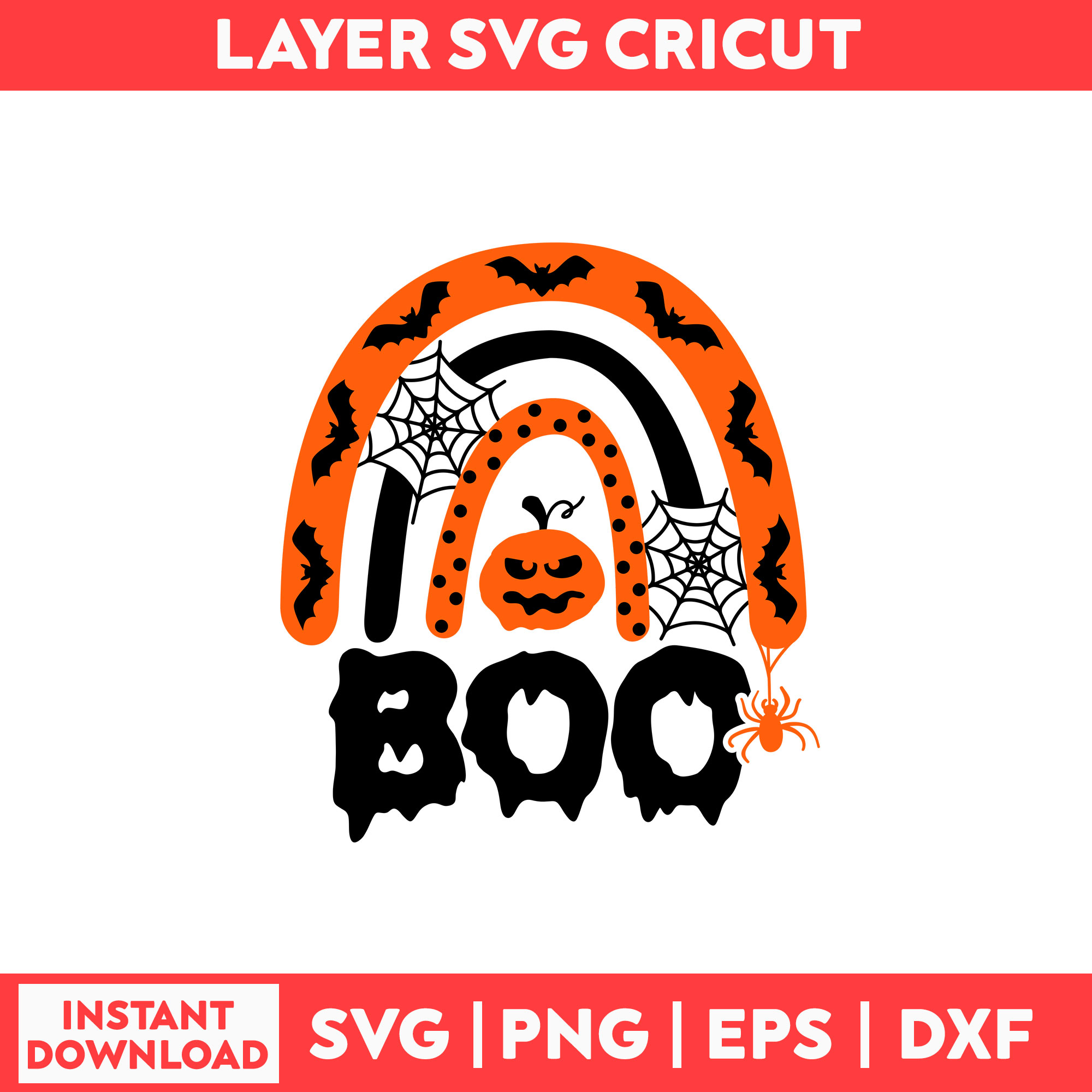 Boo Halloween Rainbow Svg, Boo Halloween Svg, Boo Svg, Rainb | Inspire ...