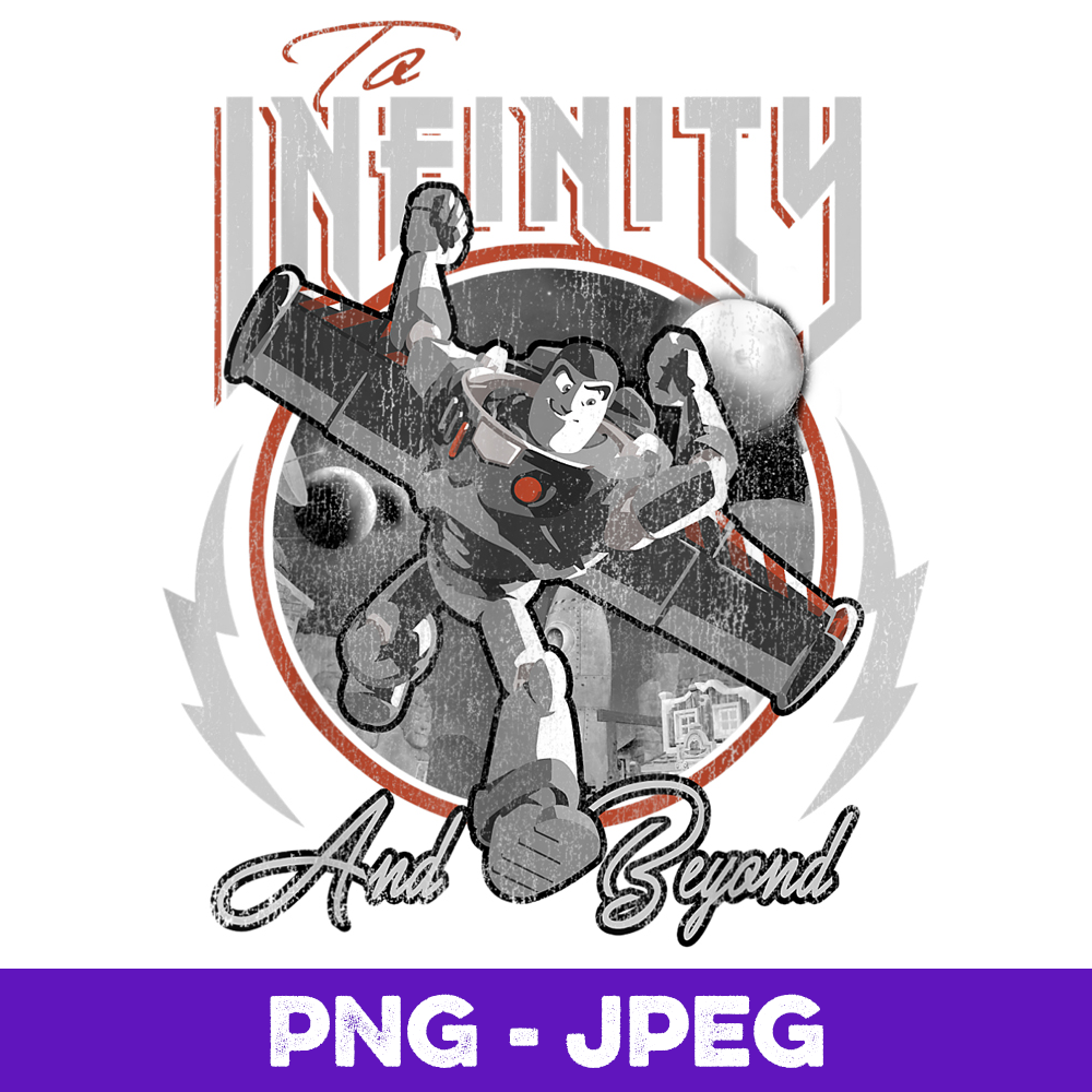 Disney Pixar Buzz Lightyear To Infinity & Beyond Grey Scale | Inspire ...