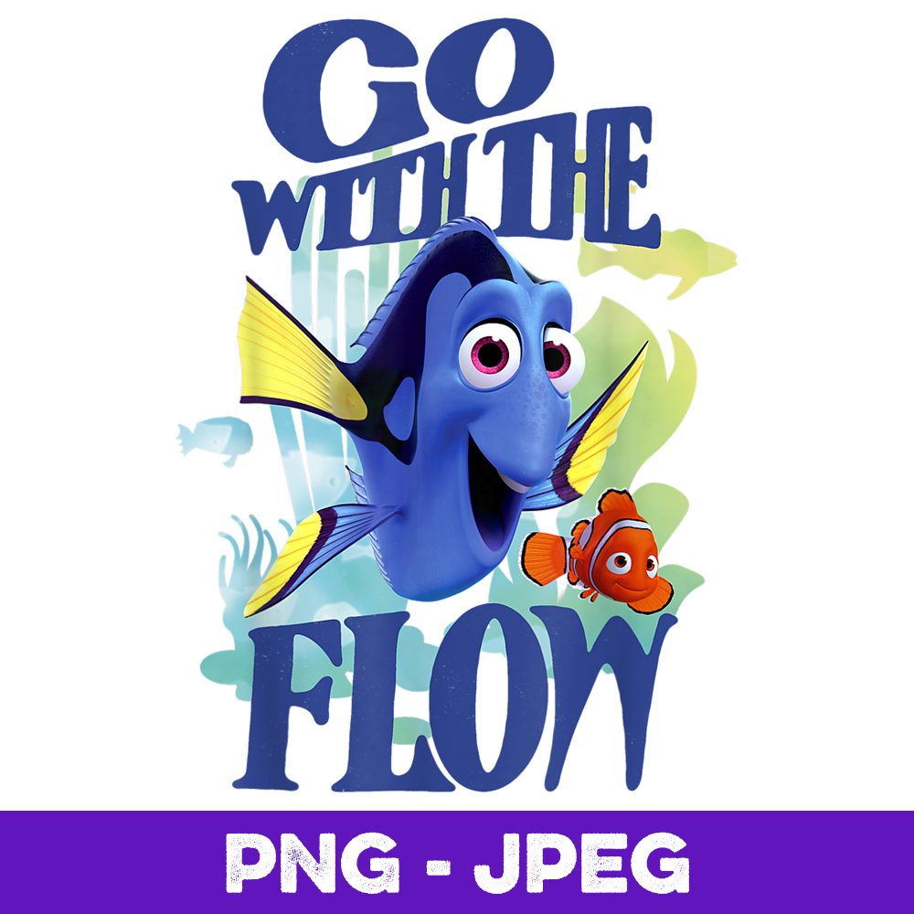 Disney Pixar Finding Dory Nemo Go With Flow Graphic V4 , PNG - Inspire ...