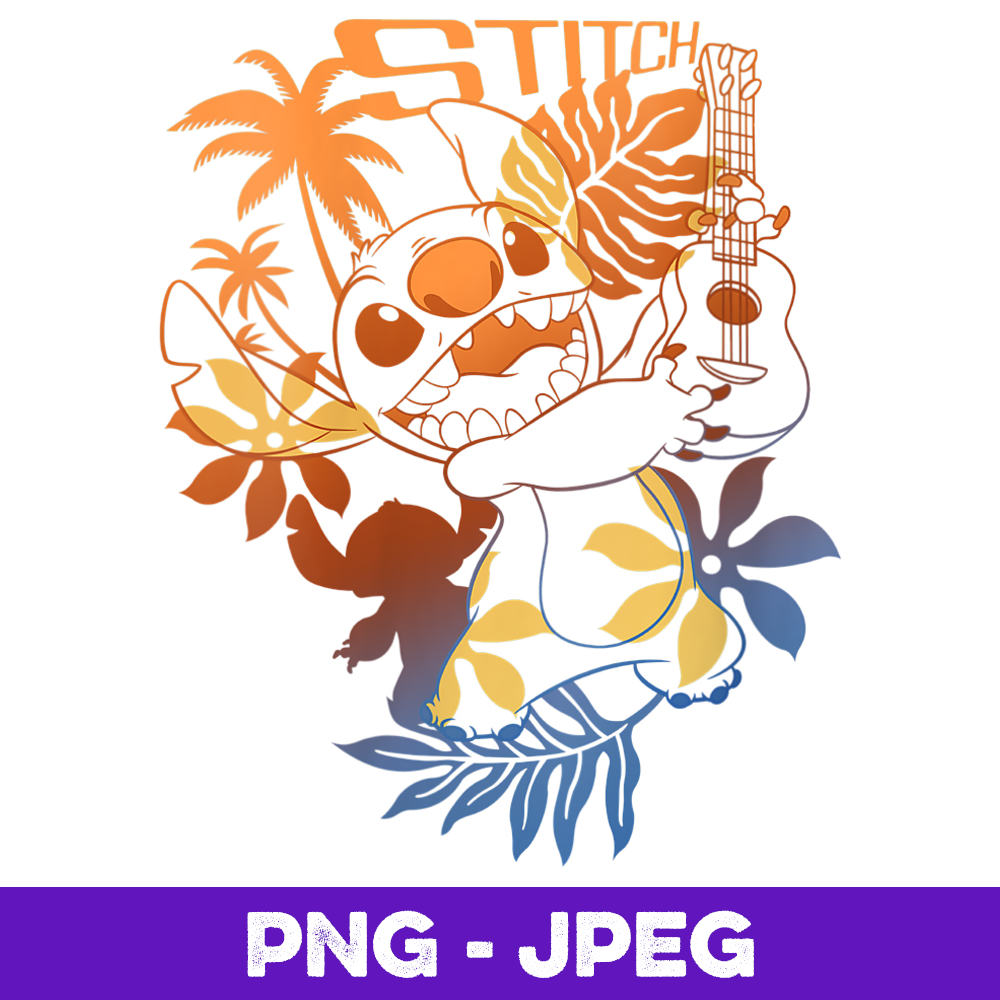 Womens Disney Lilo & Stitch Ukulele Floral Mashup V3 | Inspire Uplift