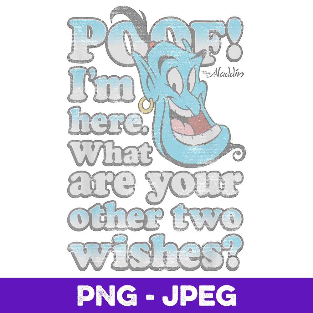 Disney Aladdin Poof! Two More Wishes Genie Big Face Logo | Inspire Uplift