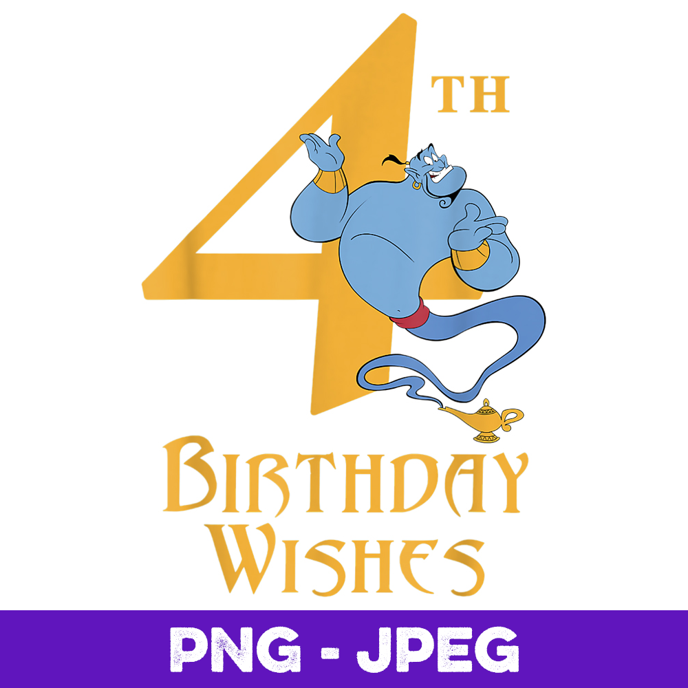Disney Aladdin Genie 4th Birthday Wishes , PNG Design, PNG I | Inspire ...