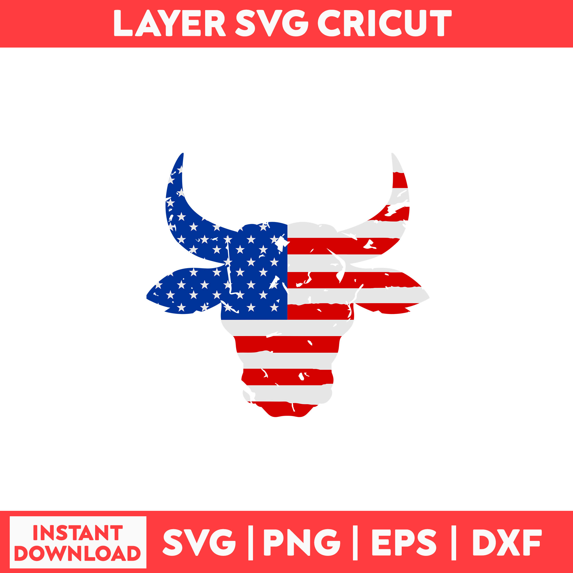 Distressed American Flag Bull Svg, Bull Svg, Cow Svg, Flag A | Inspire ...