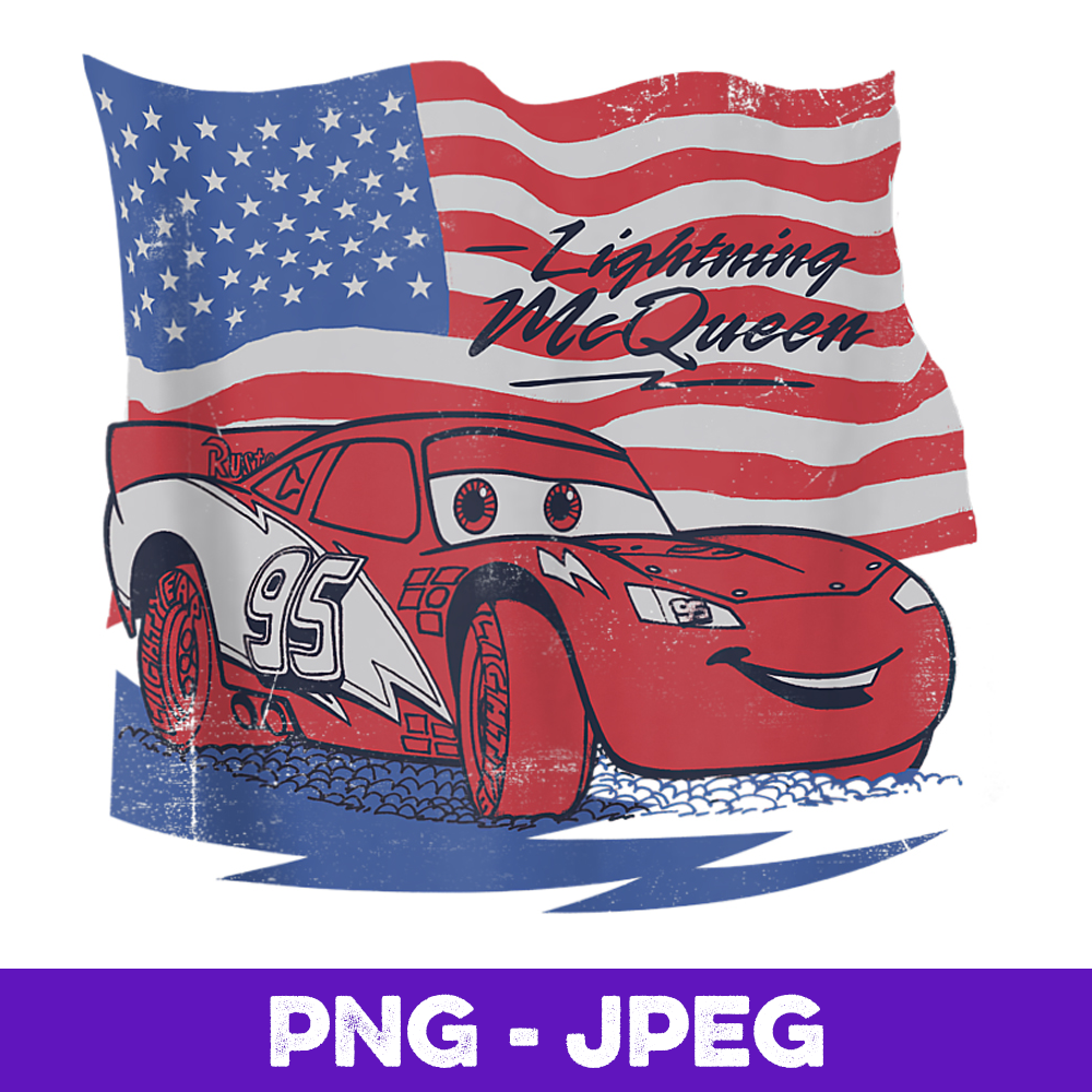 Disney Pixar Cars US Flag Lightning McQueen Retro V2 - Inspire Uplift