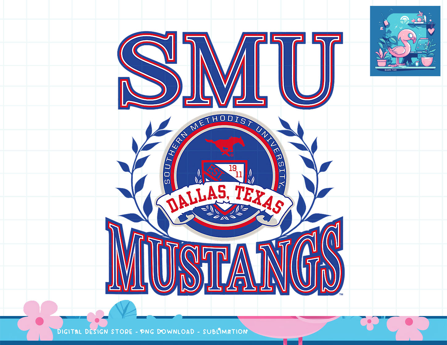 SMU Mustangs Laurels Logo Officially Licensed png | Inspire Uplift