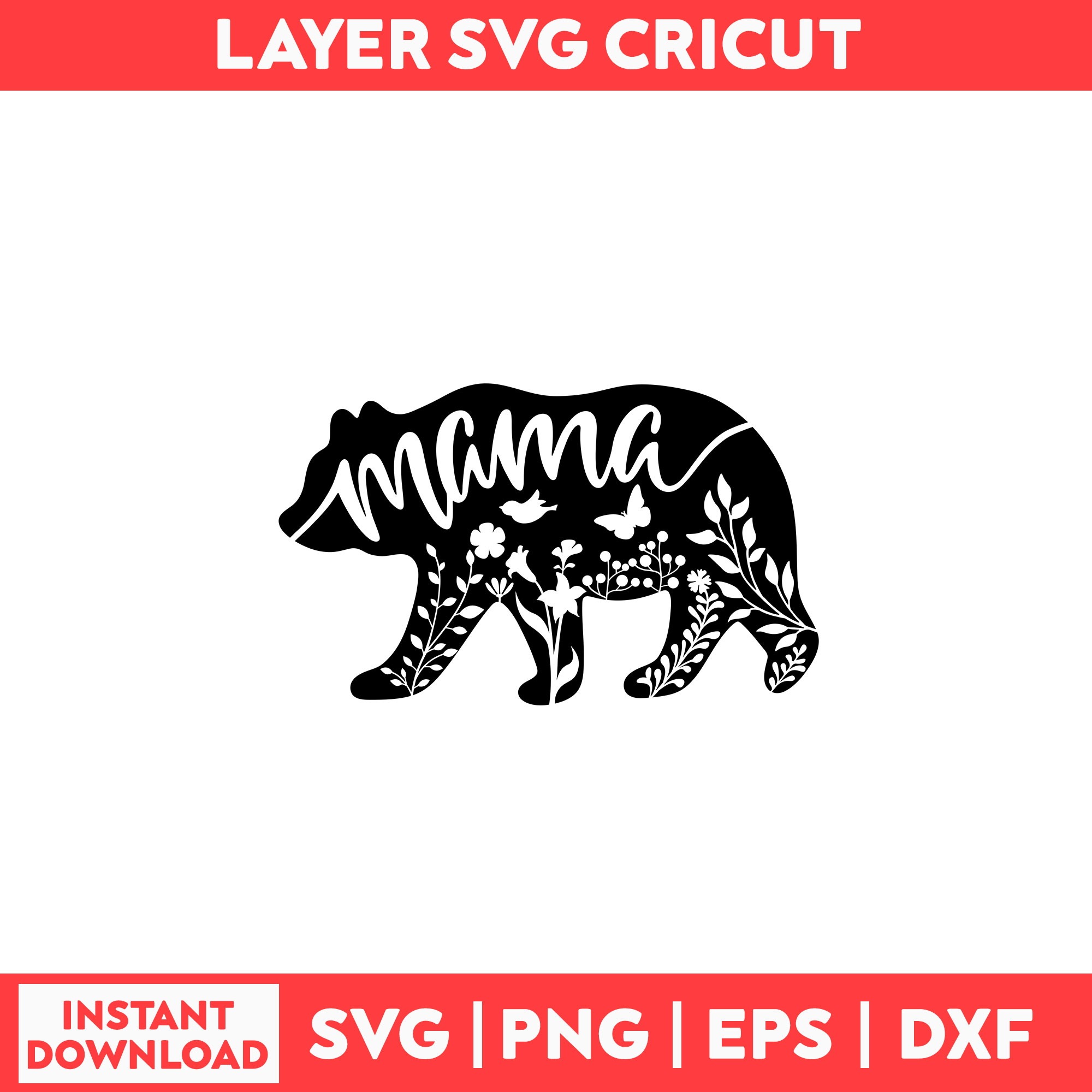 Floral Mama Bear Svg, Mama Bear Svg, Bear Svg, Floral Svg, F - Inspire ...
