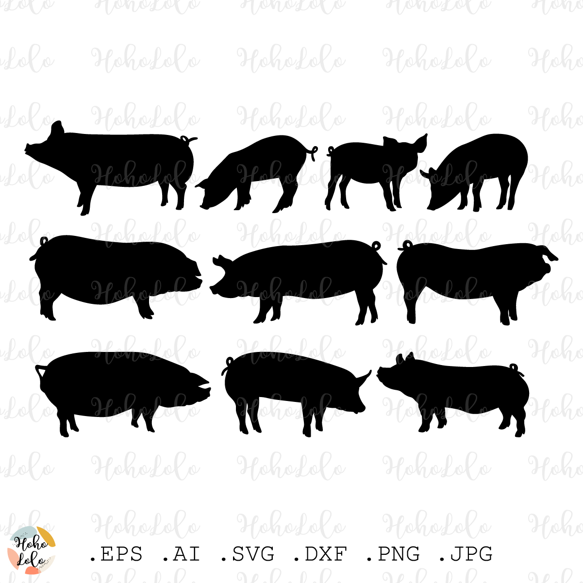 Pig Svg, Swine Svg, Pork Svg, Pig Silhouette, Stencil Temp | Inspire Uplift