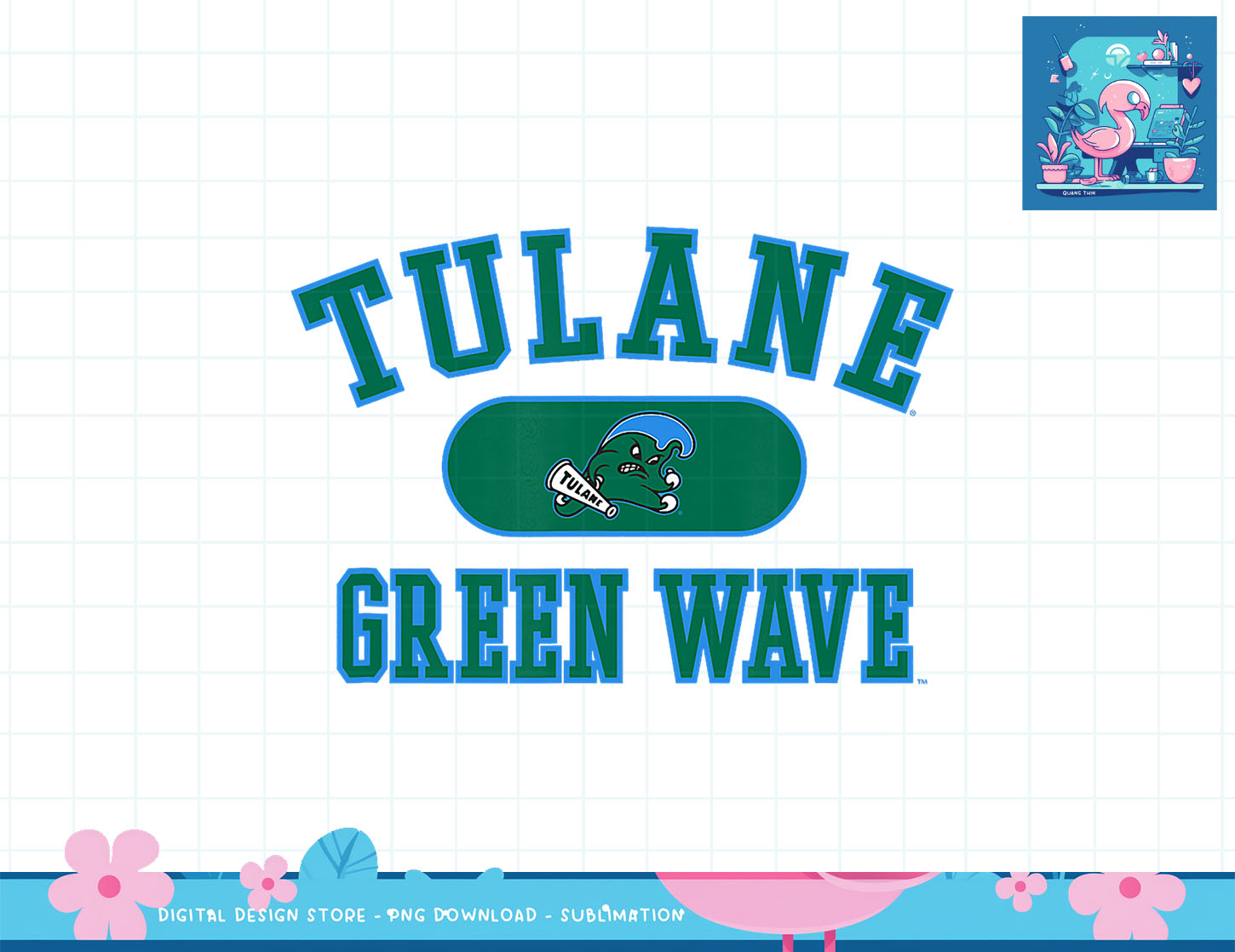 Tulane Green Wave Varsity White Officially Licensed png | Inspire Uplift