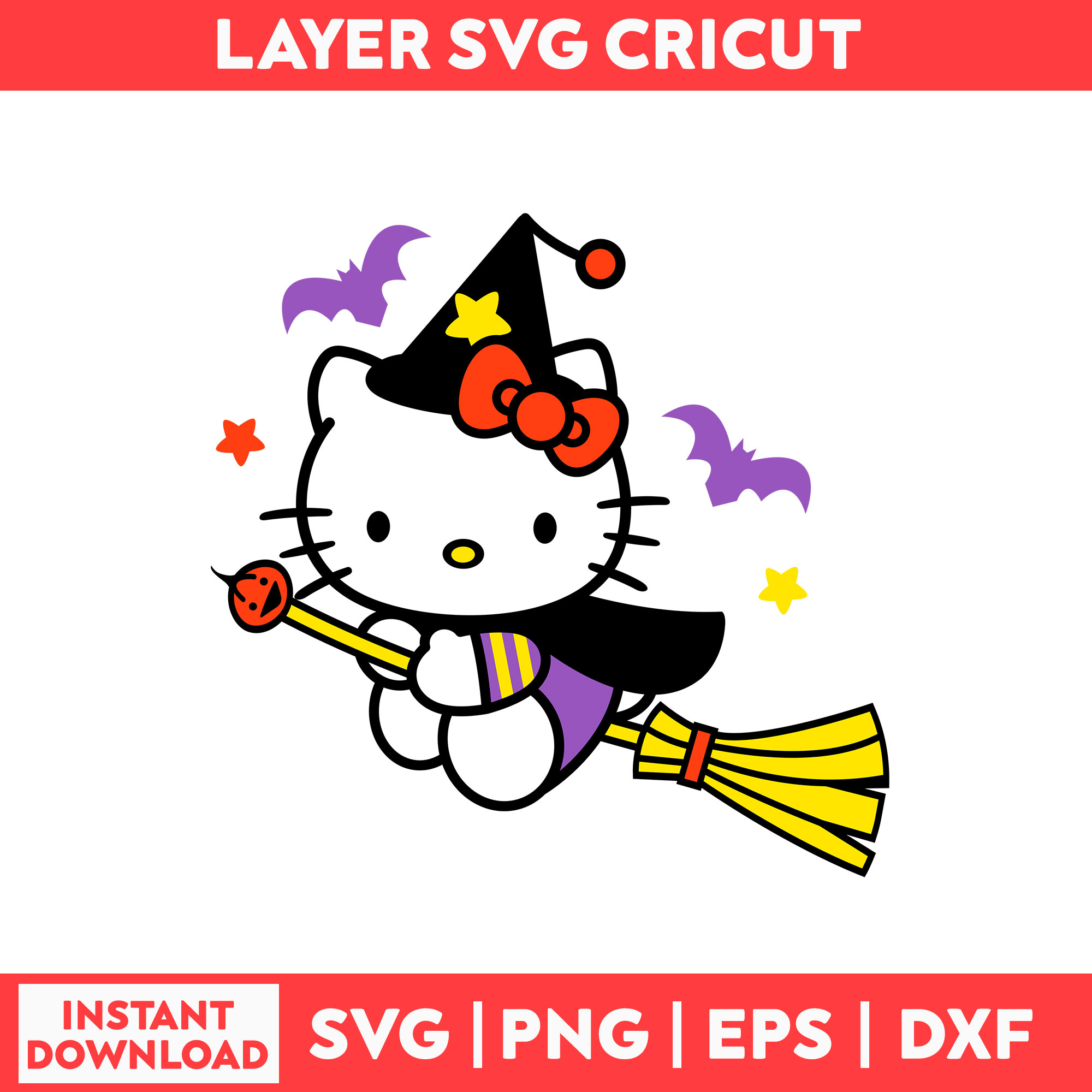 Halloween Kitty Svg, Hello Kitty Svg, Bat Svg, Kawii Kitty S | Inspire ...