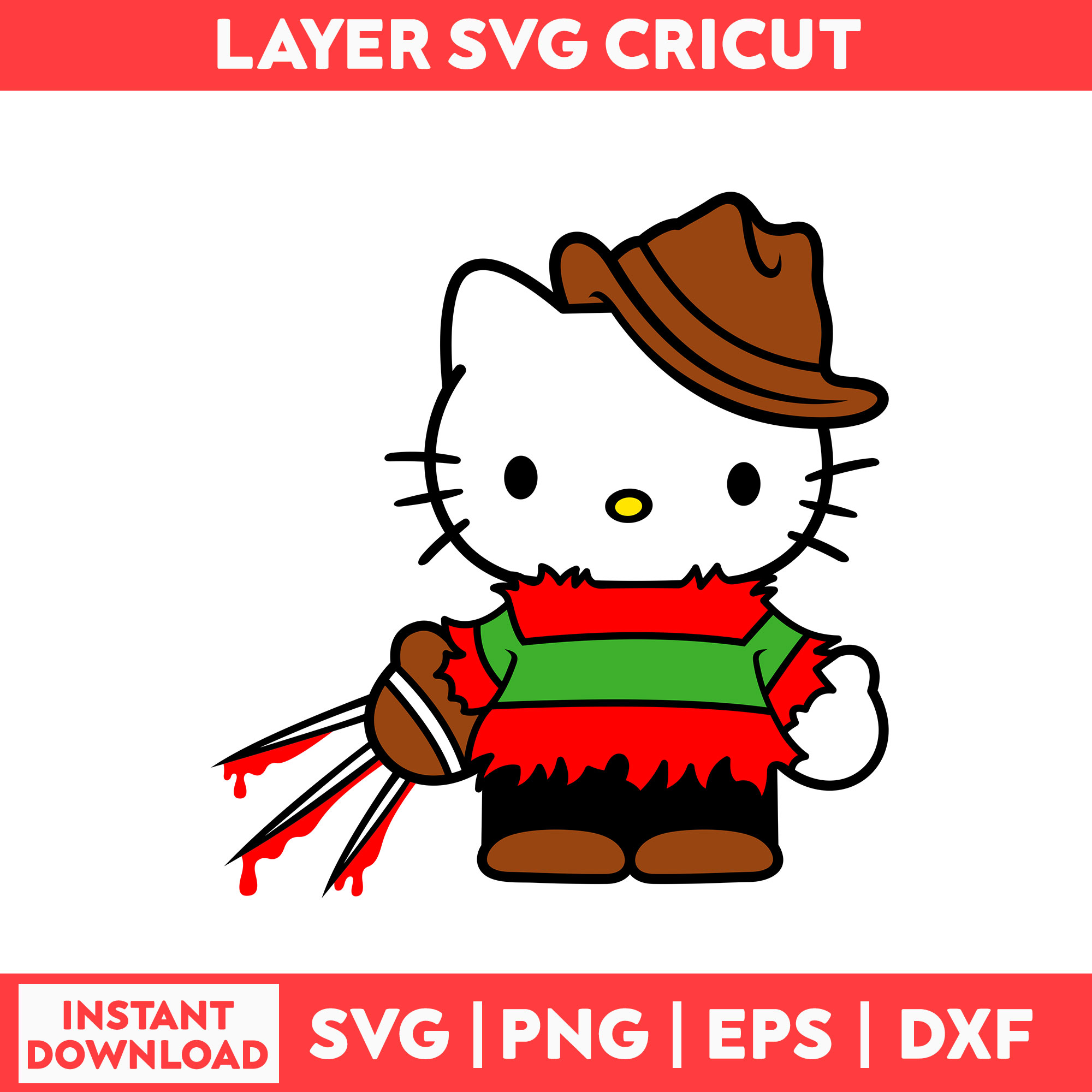 Halloween Kitty Svg, Hello Kitty Svg, Hello Freddy Krueger S | Inspire ...