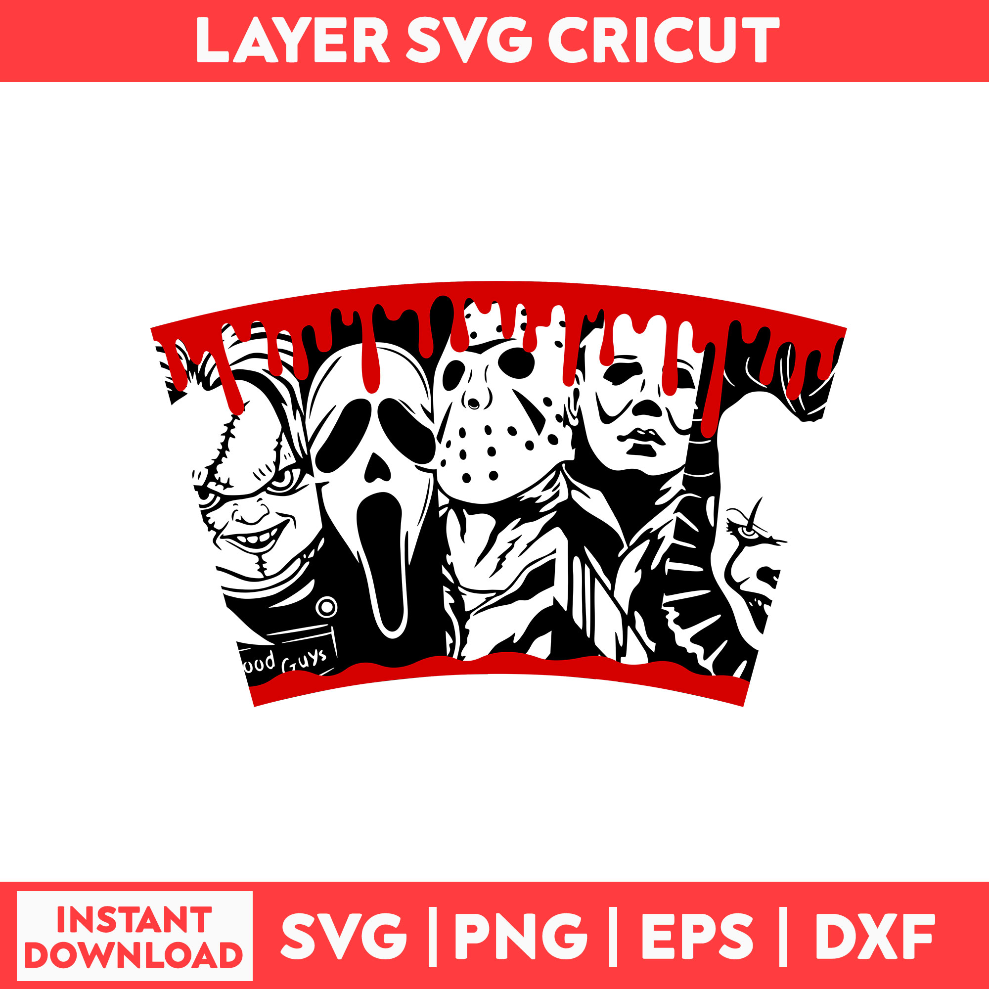 Horror Movie Characters Full Wrap Svg, Horror Movie Svg, Hor | Inspire ...