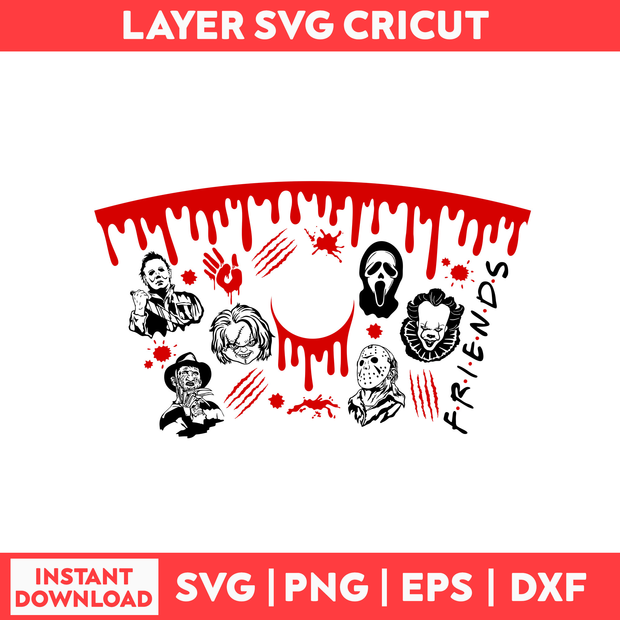 Horror Movie Friends Full Wrap Svg, Horror Movie Svg, Horror - Inspire ...