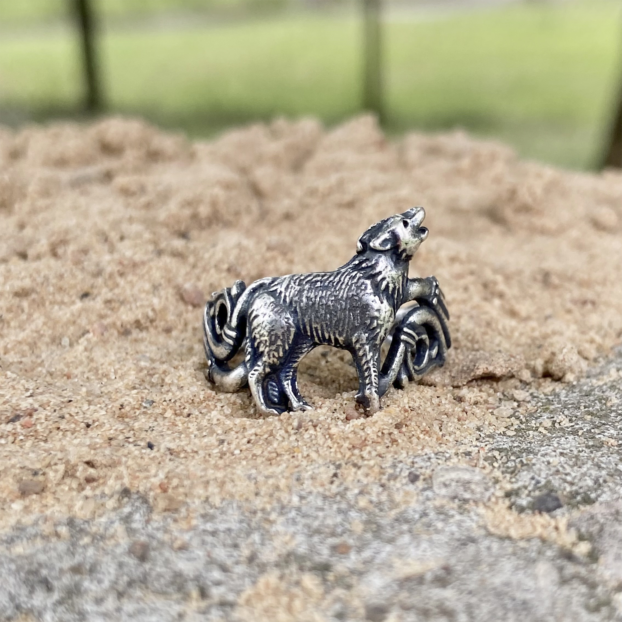 Sterling Silver Howling wolf ring, Made to order, Adjustable | Inspire Uplift