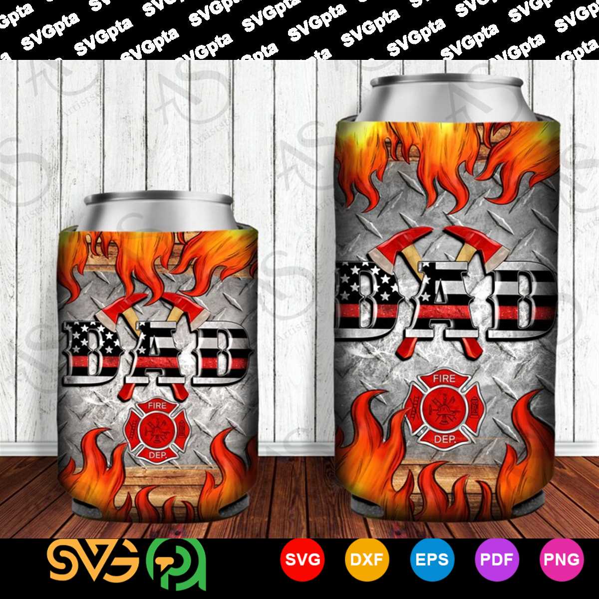 Firefighter Dad Can Cooler Png, American Firefighter Dad Png - Inspire ...