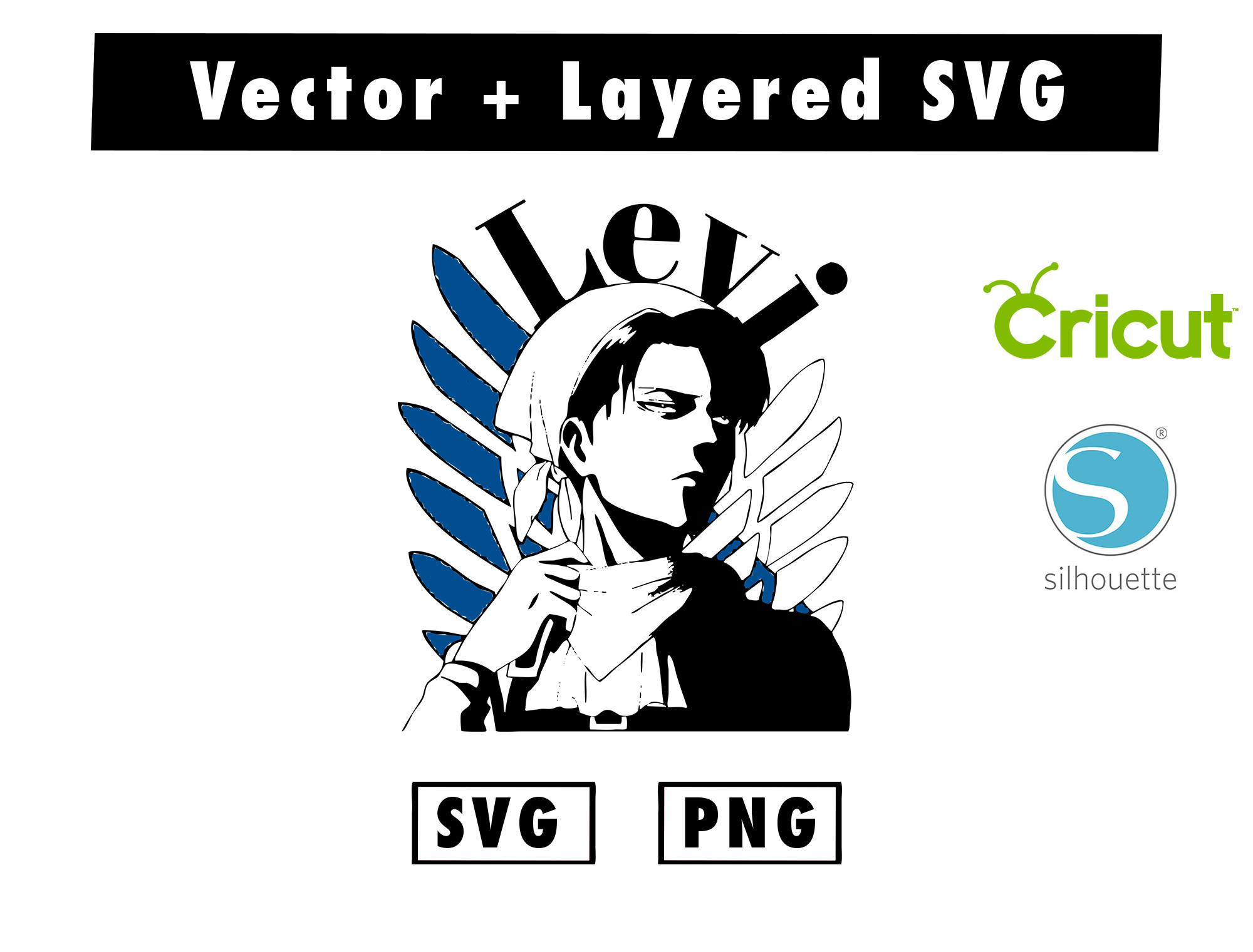Levi Ackerman svg & png files for cricut machine , anime svg - Inspire ...