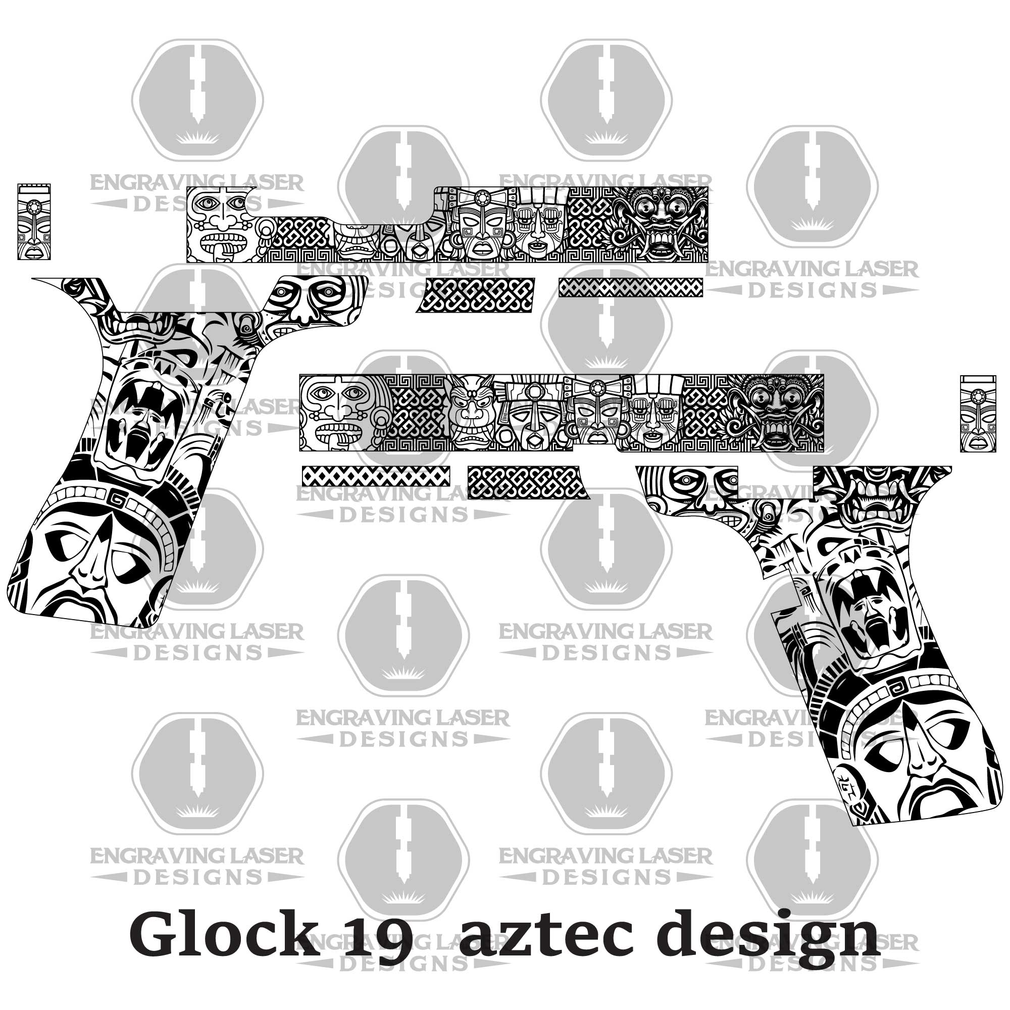 Engraving Laser Designs Glock 19 gen 3 aztec design - Inspire Uplift