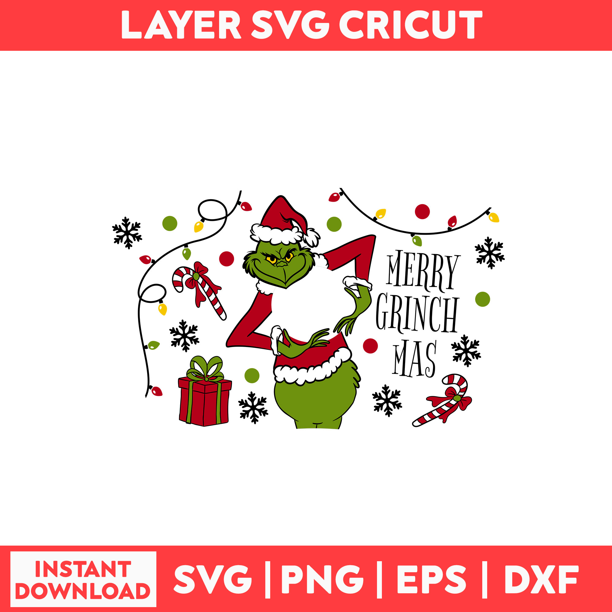 Merry Grinchmas Full Wrap Svg, Grinch Svg, Santa Claus Svg, | Inspire ...