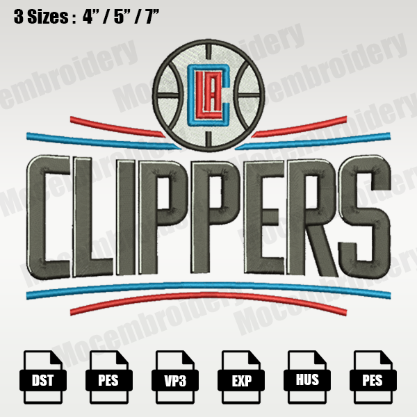 LA Clippers Embroidery Designs, NBA Logo Embroidery Files, P - Inspire ...