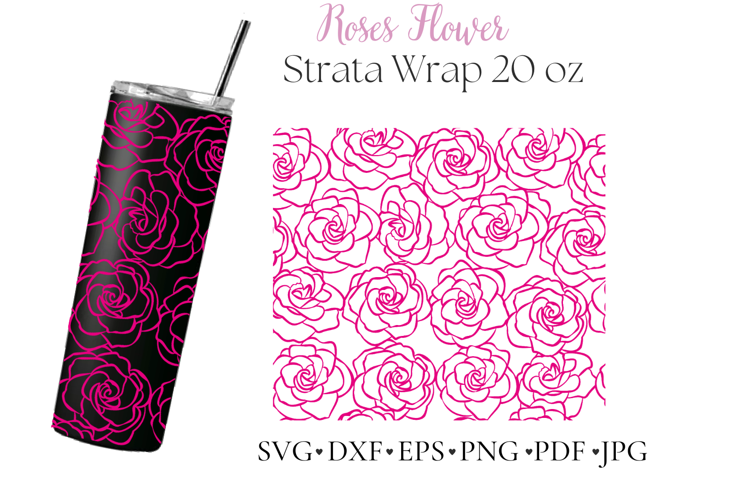 Rose Flower Seamless SVG Pattern for Tumbler - Inspire Uplift