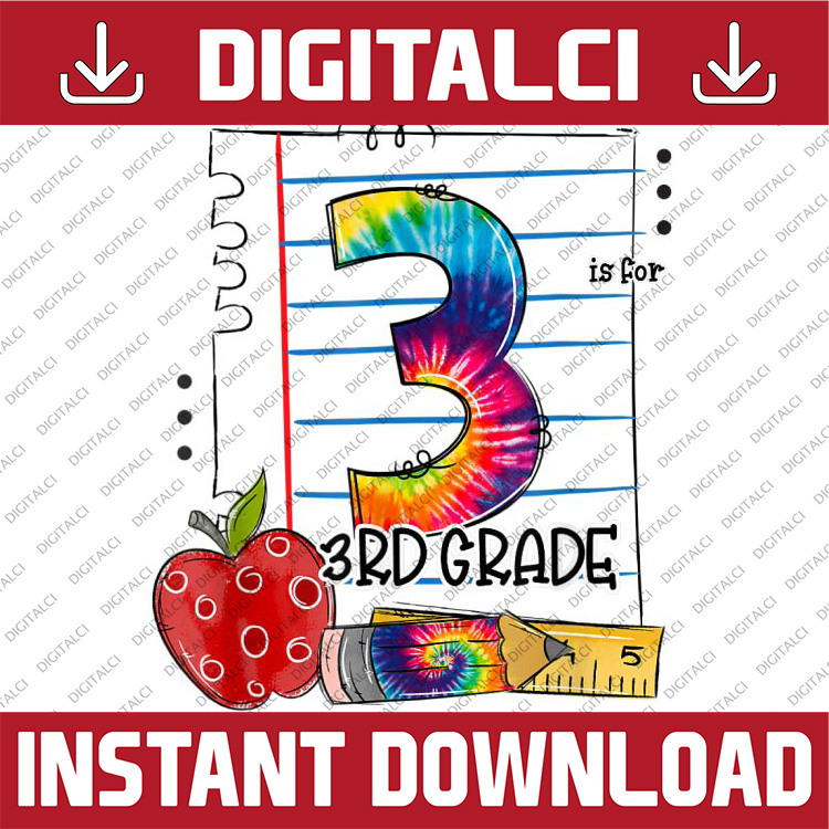 3rd Is For 3rd Grade Teacher First Day Of School Tie Dye PNG | Inspire ...