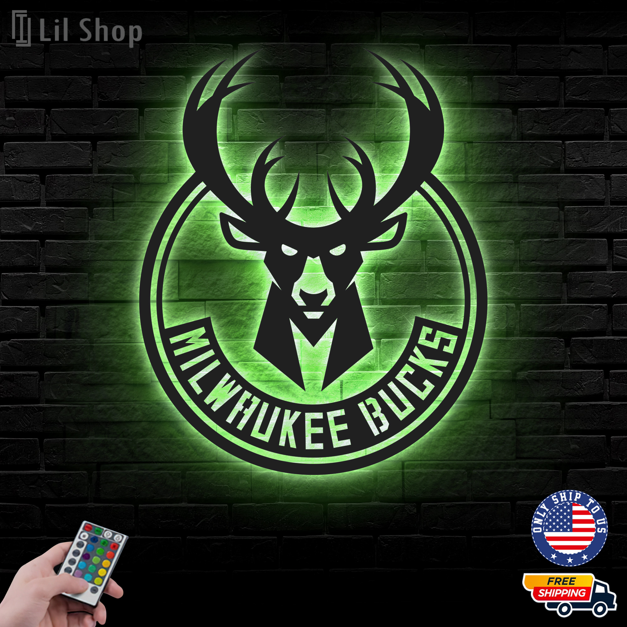 Milwaukee Bucks Led Sign, NBA Logo Metal Led Wall Sign, NBA - Inspire ...