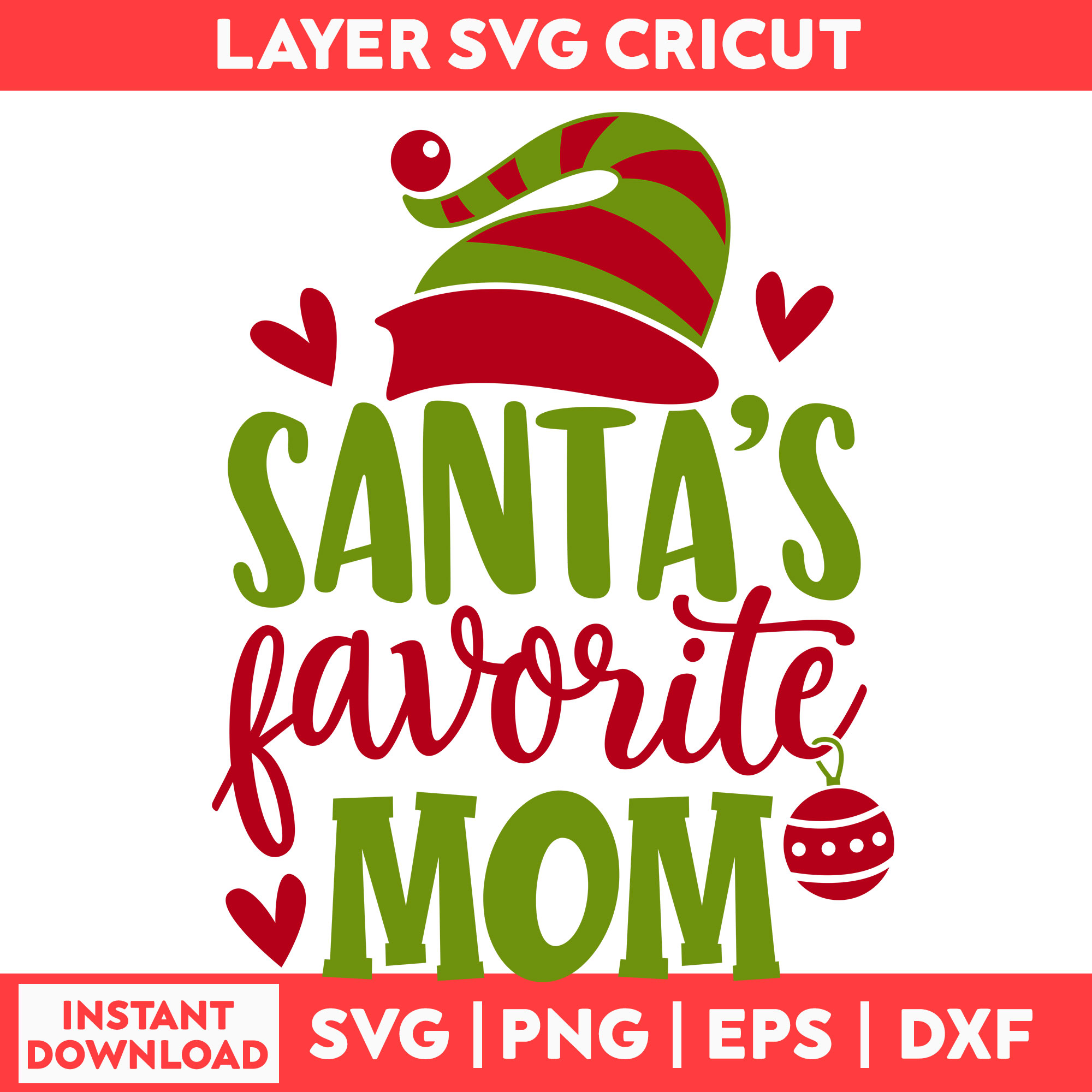 Santa's Favorite Mom Svg, Santa Claus Svg, Mom Svg, Heart Sv - Inspire ...