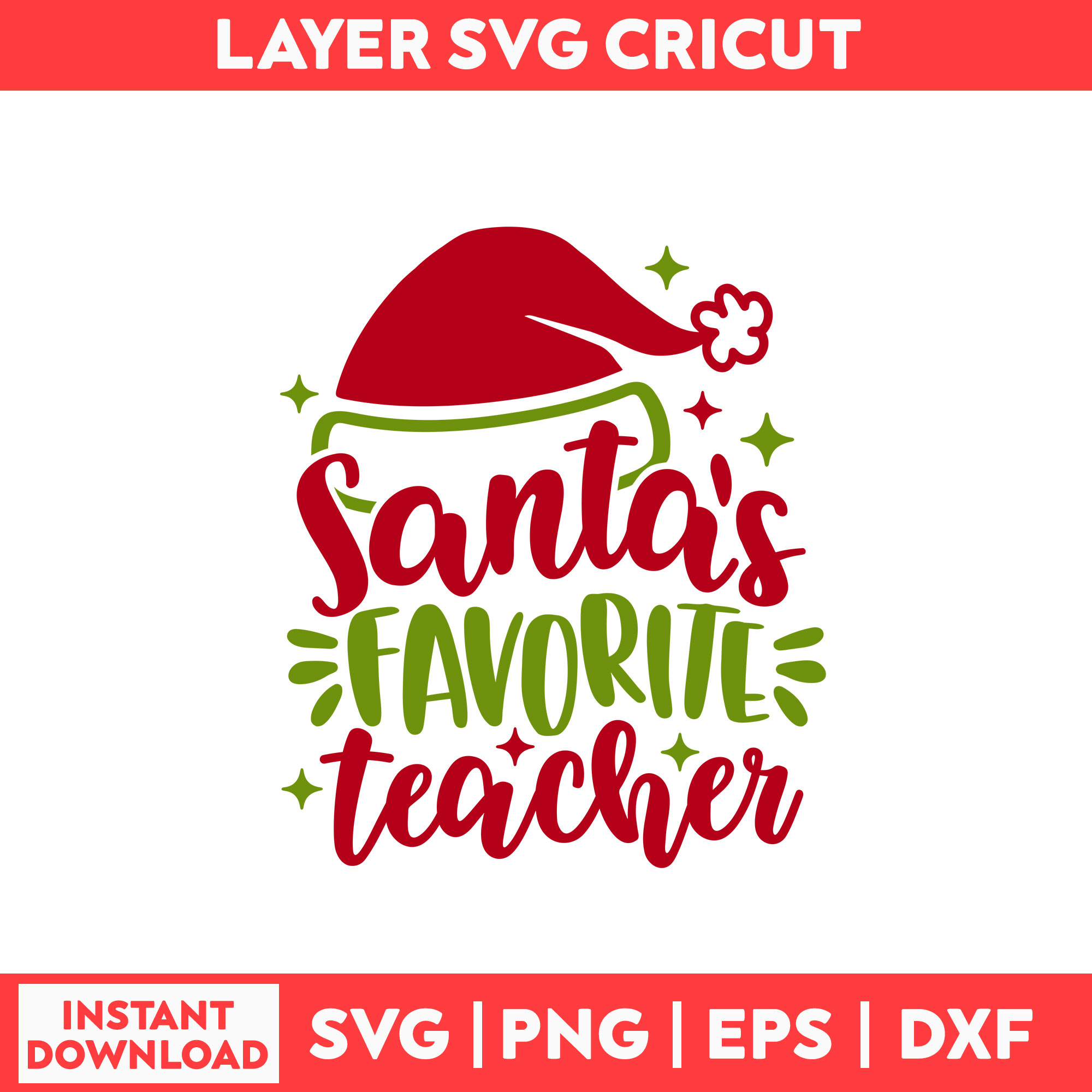 Santa's Favorite Teacher Svg, Santa Claus Svg, Teacher Svg, | Inspire ...