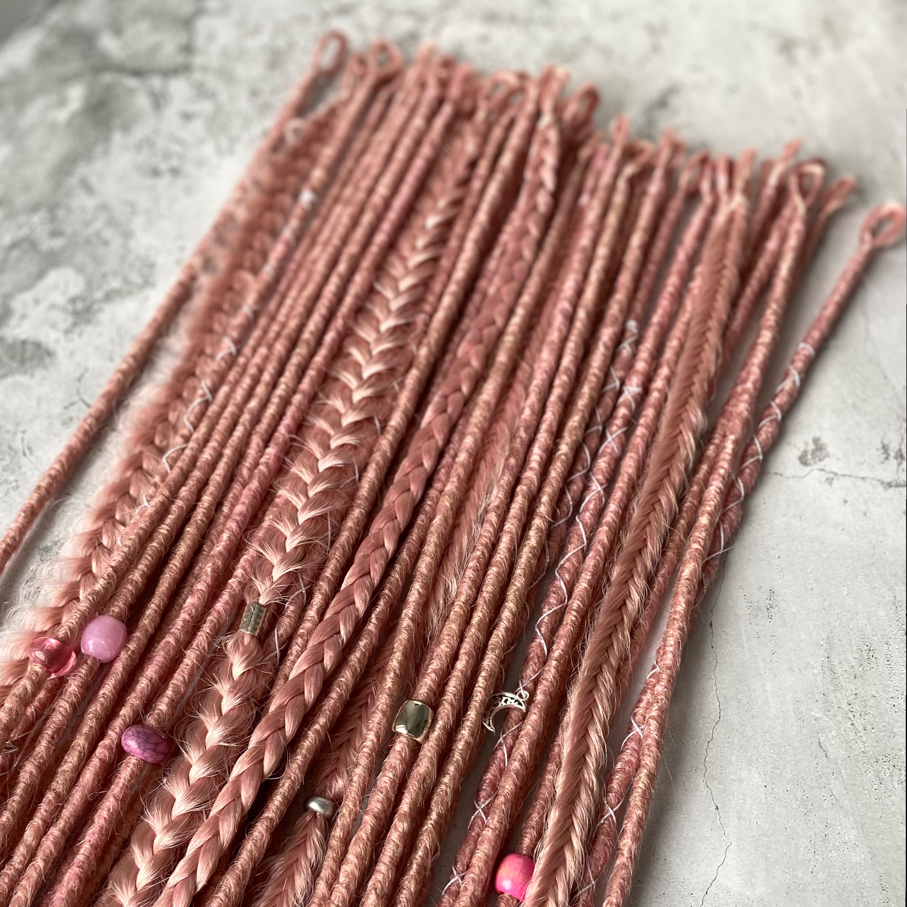 Dusty Rose Pink synthetic dreads and braids Faux Fake DE SE - Inspire ...