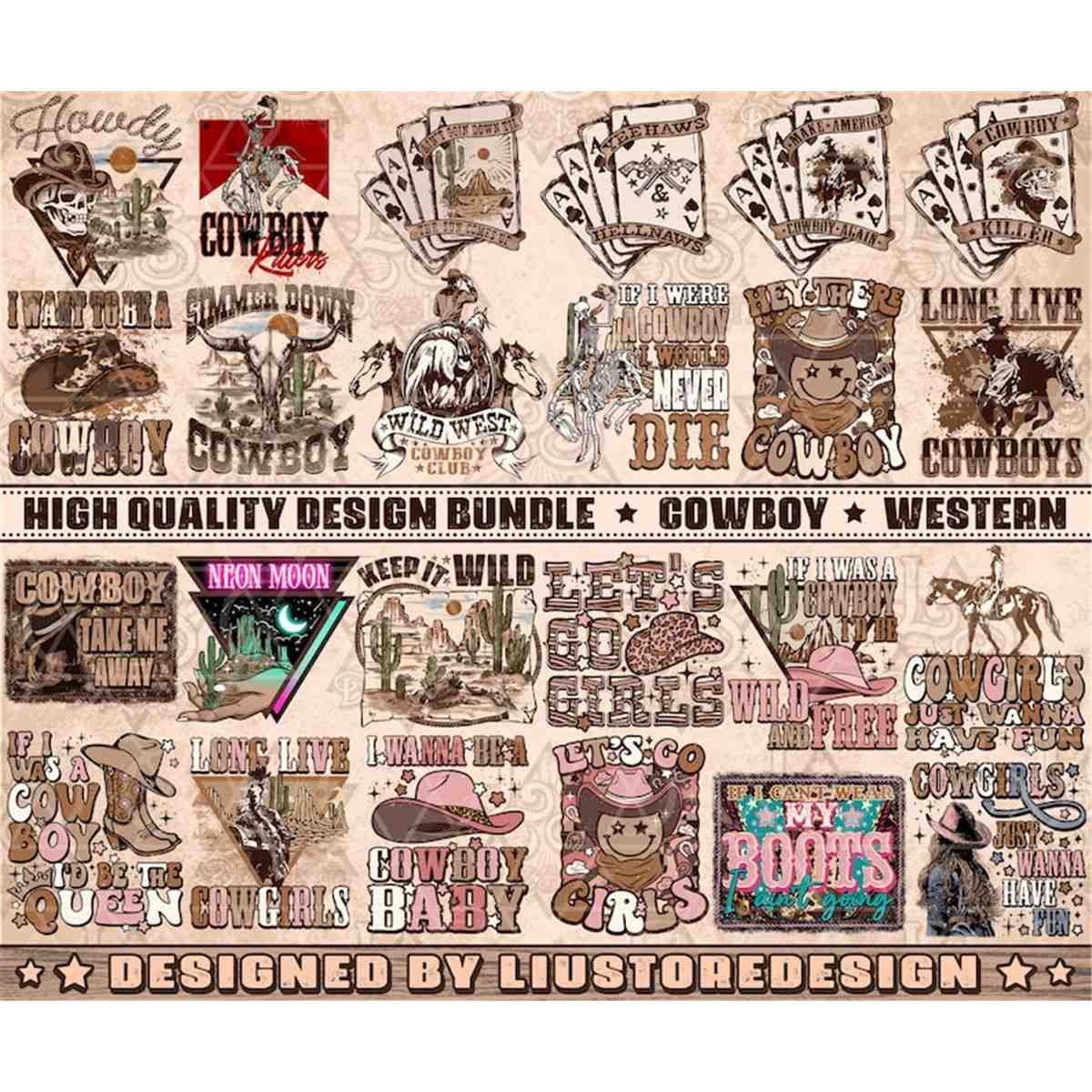 Cowboy Designs Bundle PNG, Cowboy Bundle Png, Western Bundle | Inspire ...
