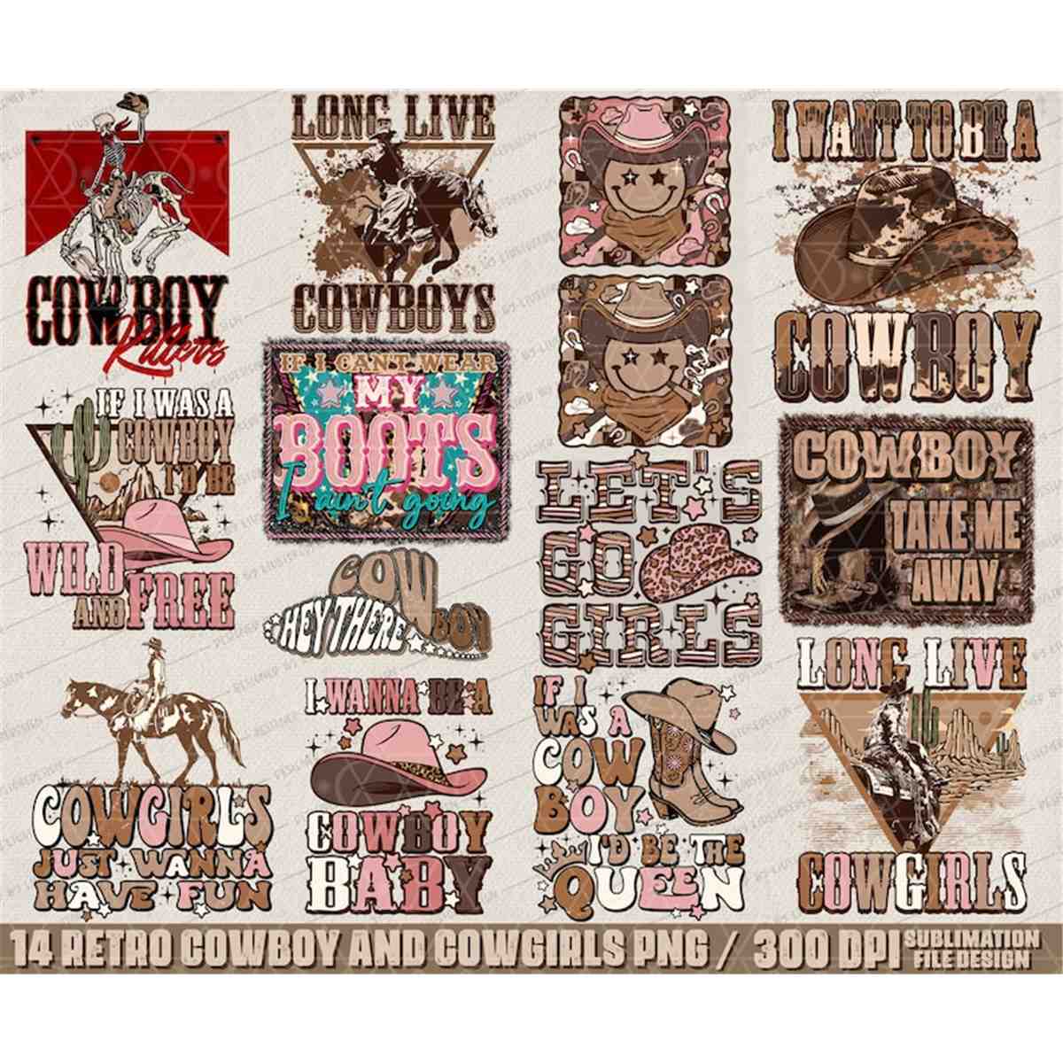 Cowboy Designs Bundle 14 PNG, Cowboy Png, Western Bundle Png | Inspire ...