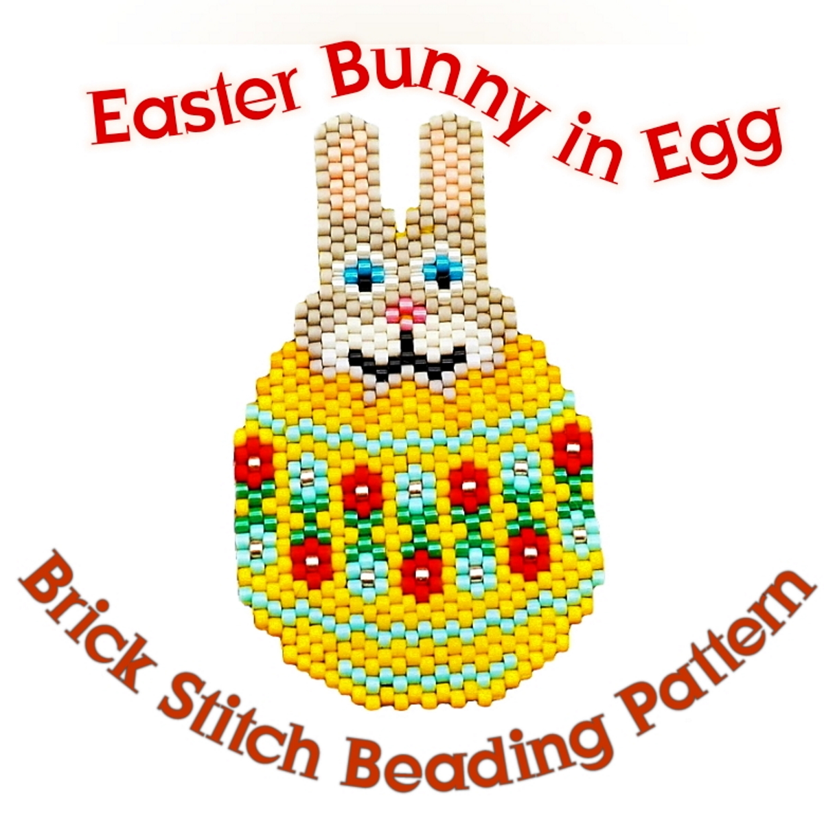 Easter Bunny in Egg Brick Stitch Beaded Pattern Beading Peyo | Inspire Uplift